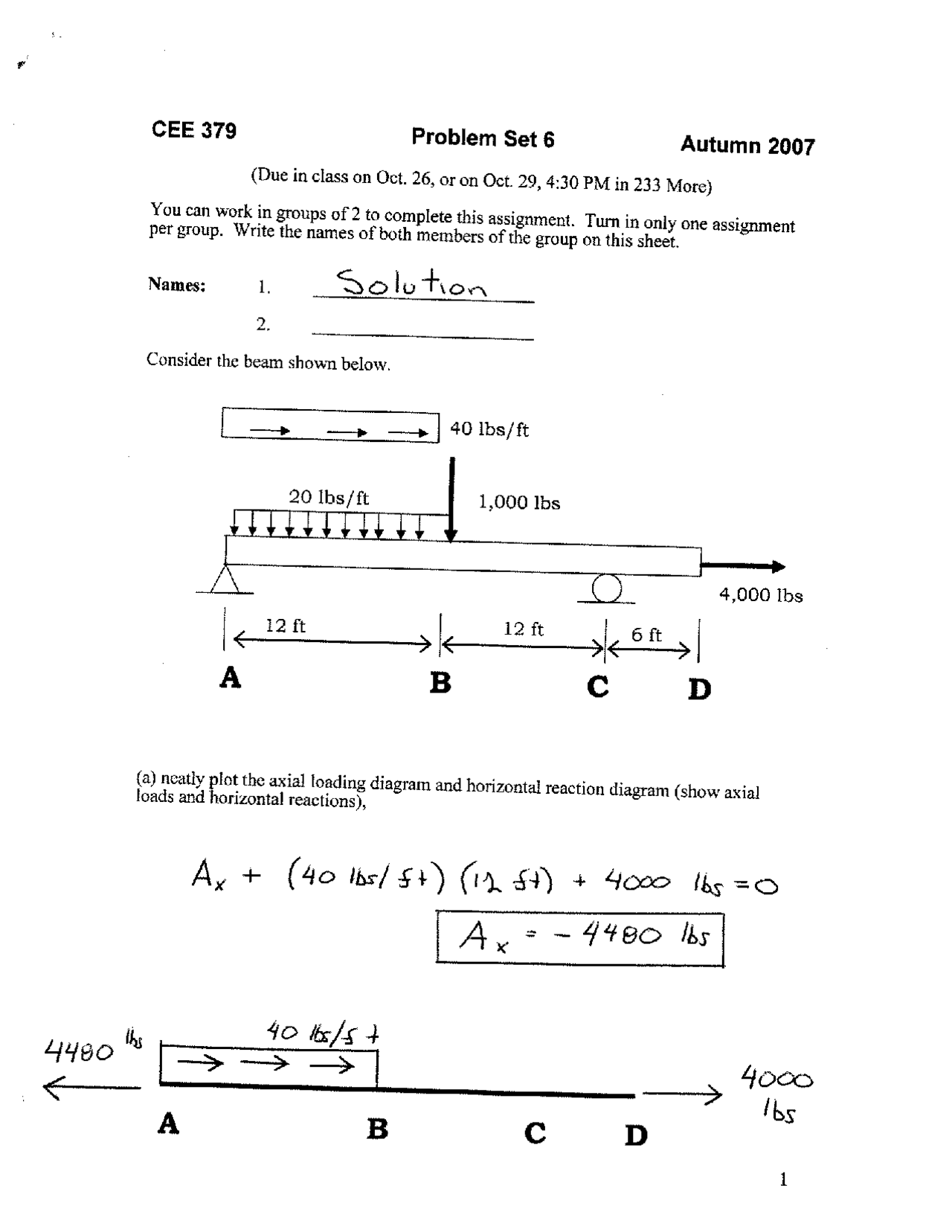 Solutions For Assignment 6 Elementary Structure I Cee 379 Docsity