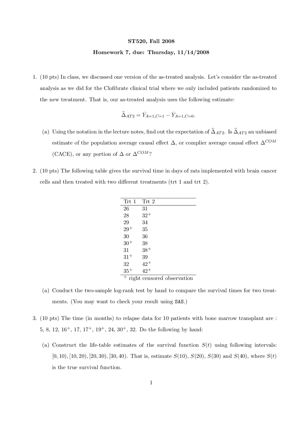 Homework 7 Statistical Principles Of Clinical Trials And Epidemiology