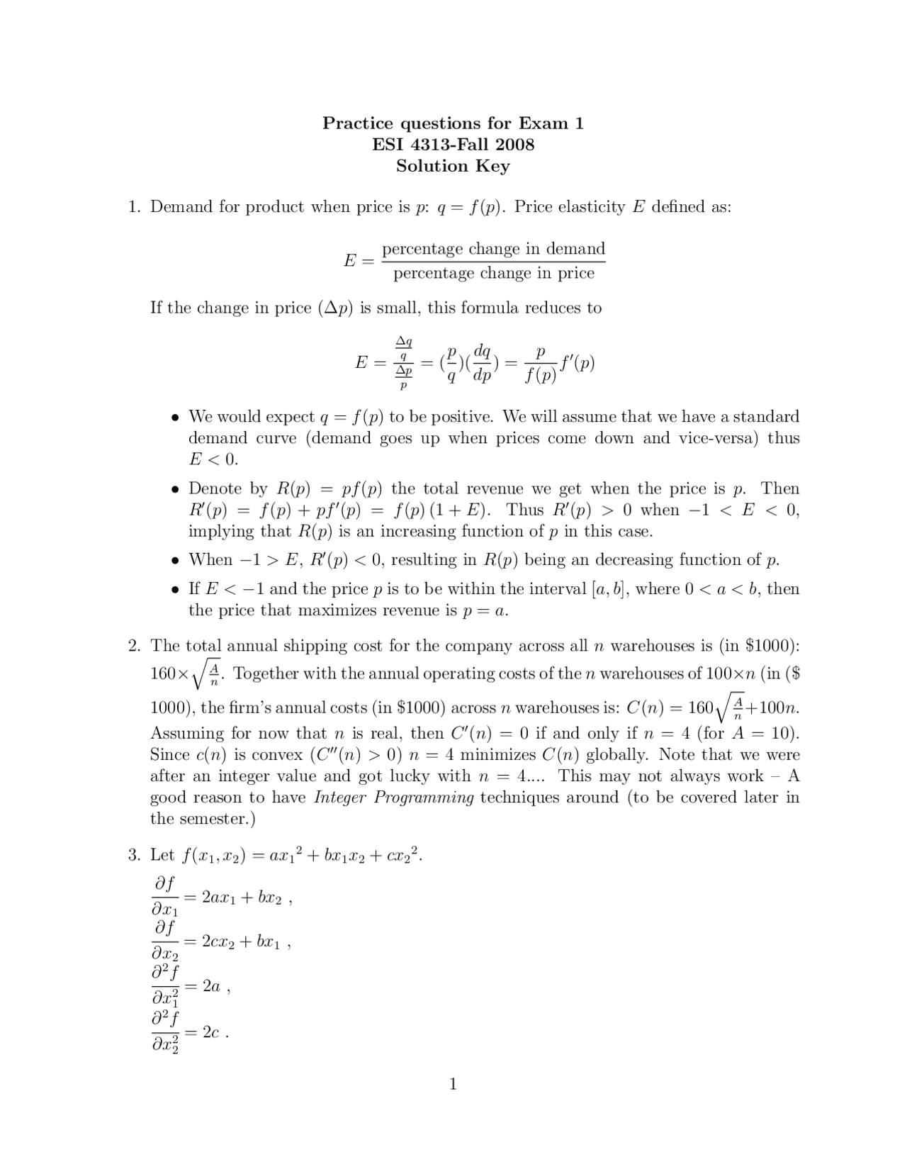 Operations Research Ii Practice Questions For Exam 1 Esi 4313 Docsity