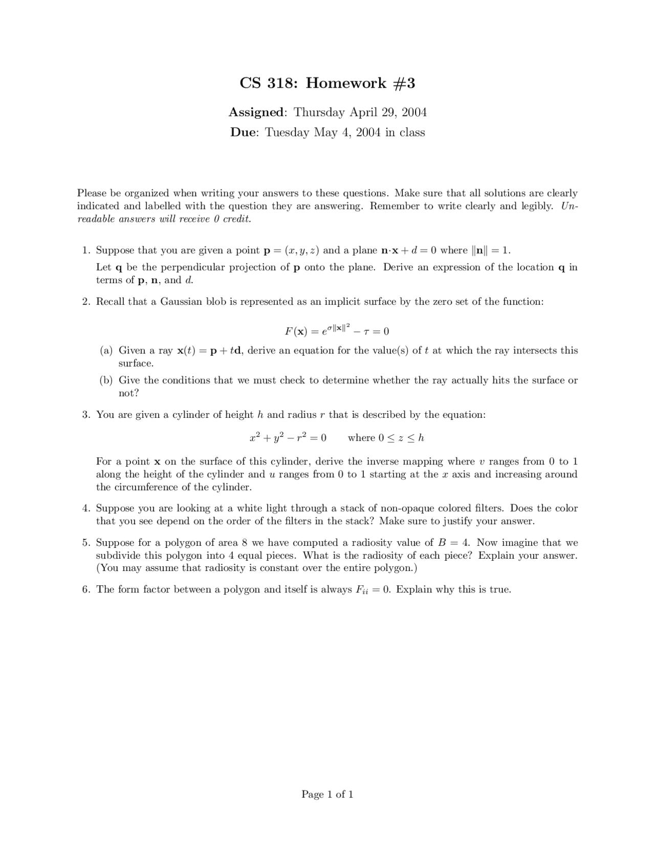 Homework 3 Questions Interactive Computer Graphics Cs 418 Docsity