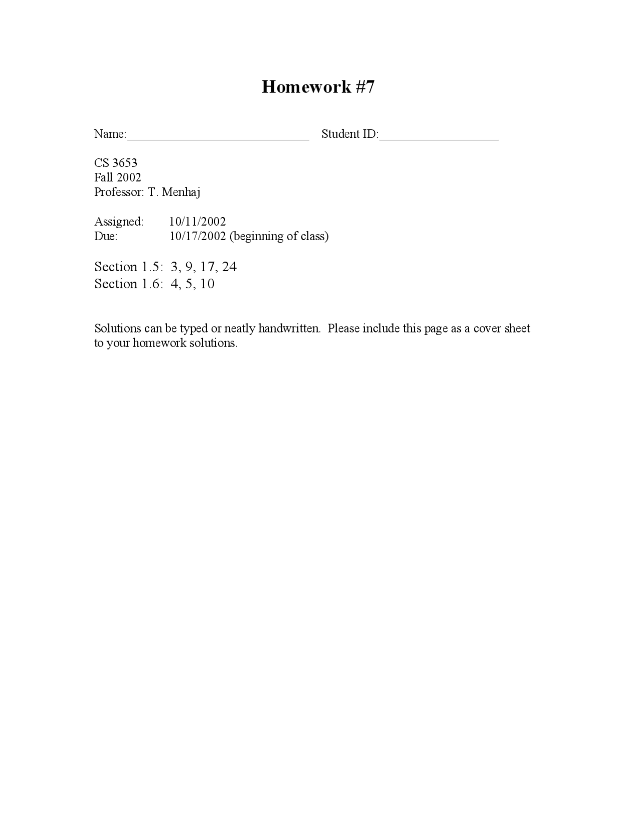 Assignment 7 On Discrete Mathematics For Computer Science Cs 3653
