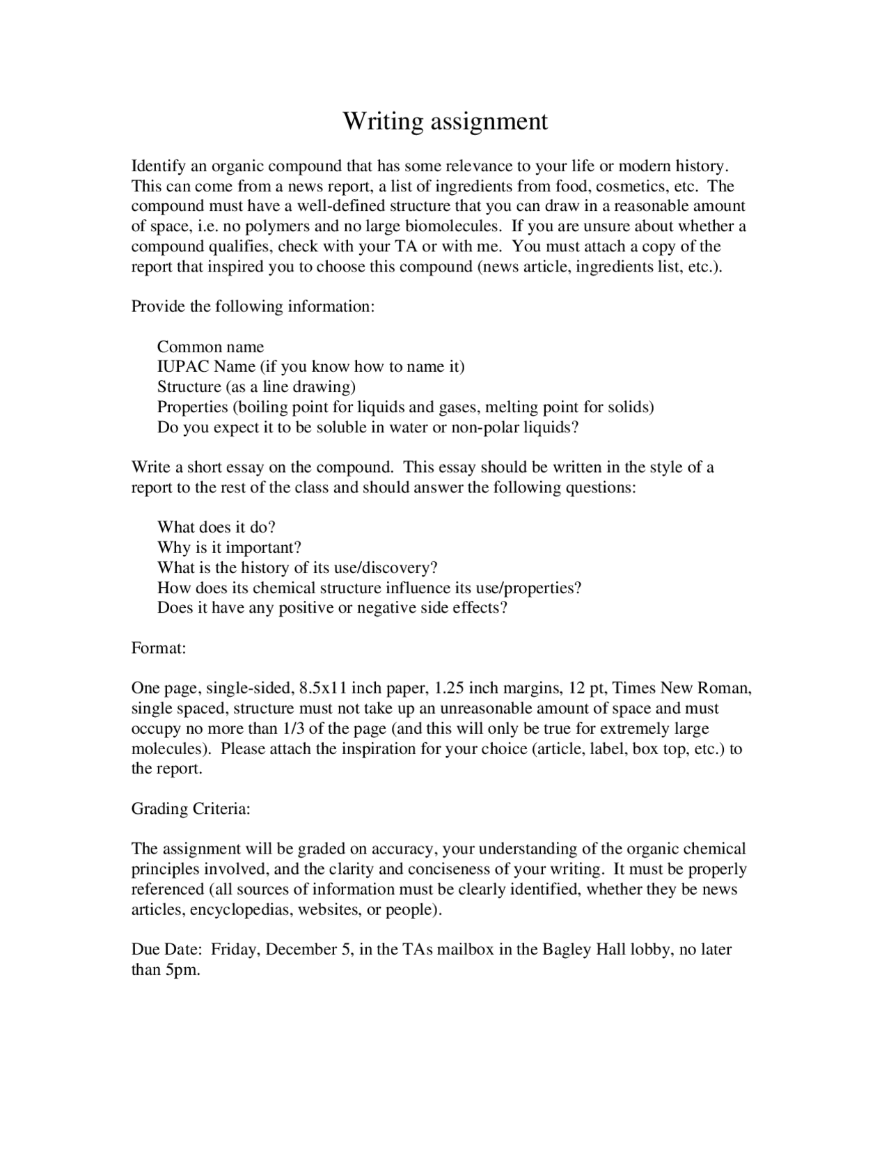 Organic Chemistry - Assignment | CHEM 237 | Assignments Organic ...