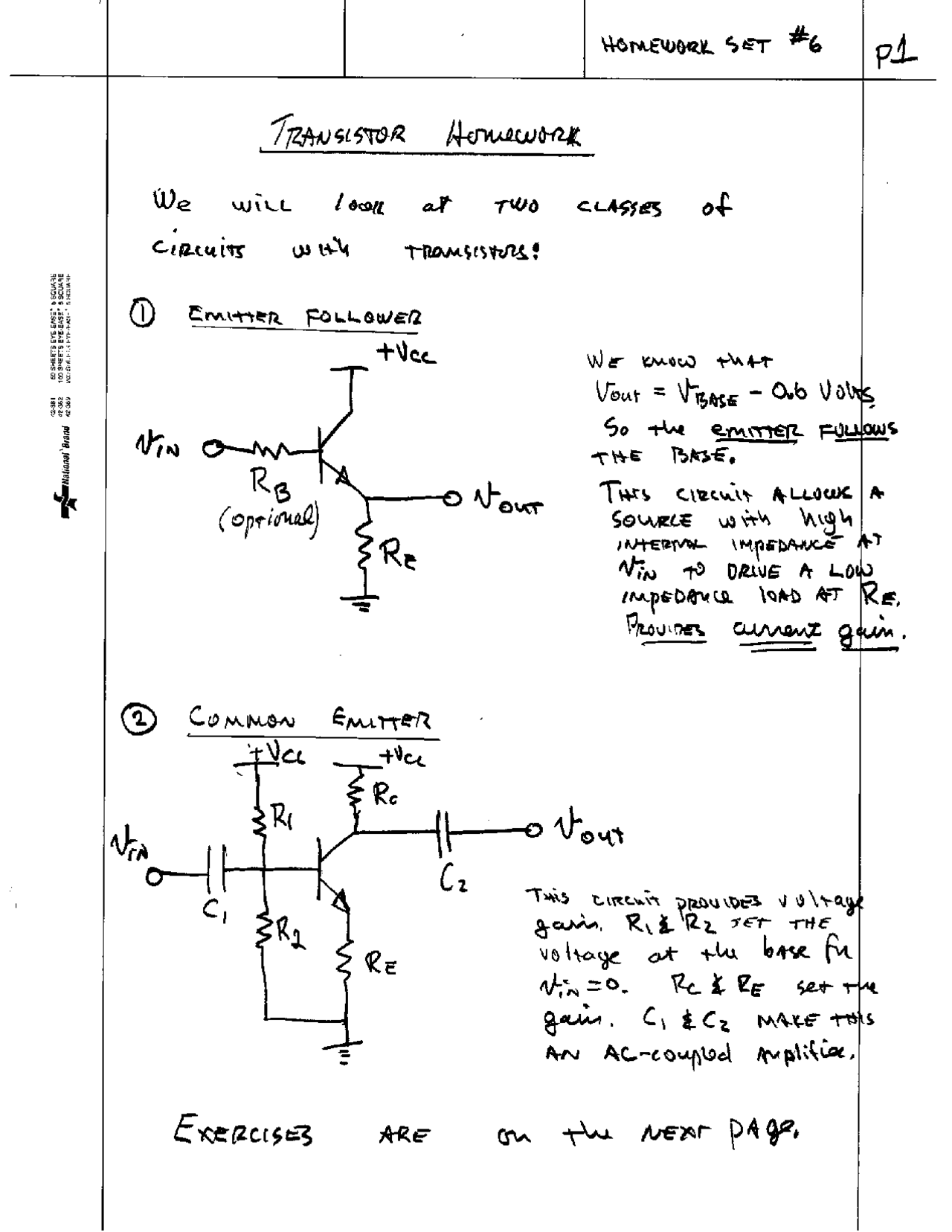 Transistor Homework Set 6 Introduction To Electronics Ph 245 Docsity