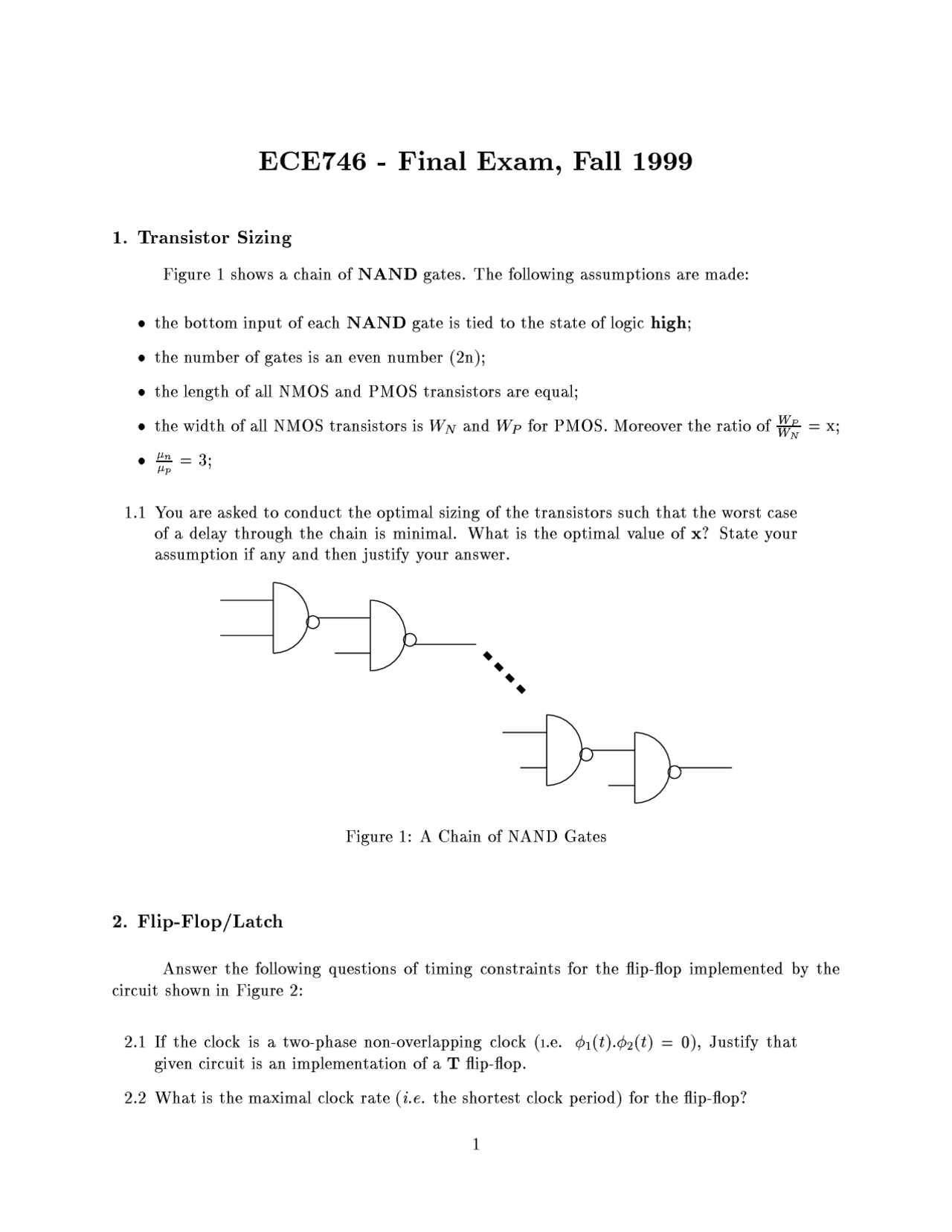 Questions For Final Exam Vlsi Systems Design Ece 546 Docsity