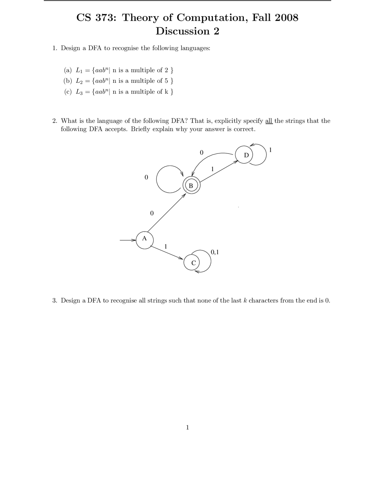 Class Notes On Theory Of Computation Cs 373 Docsity