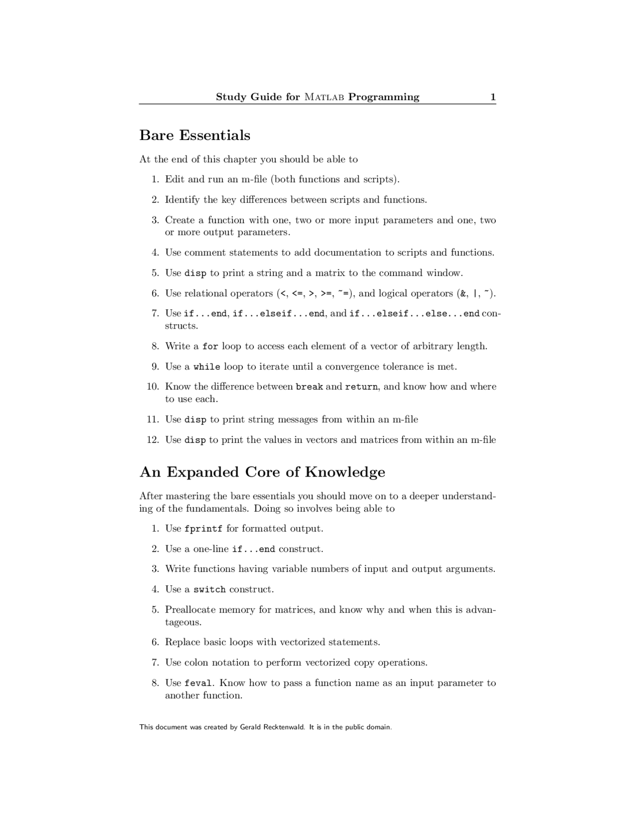 Exam Study Guide for MATLAB Programming - Numerical Methods | CS 257 - Docsity