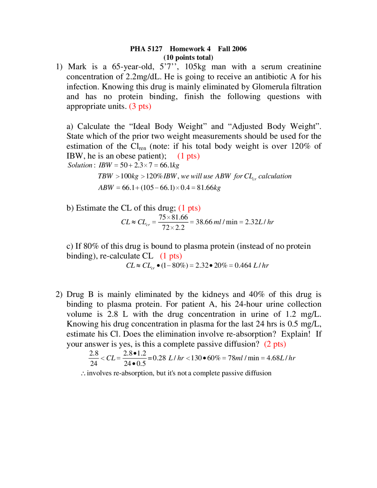 Dose Optimization I Homework 4 With Solutions Pha 5127 Docsity