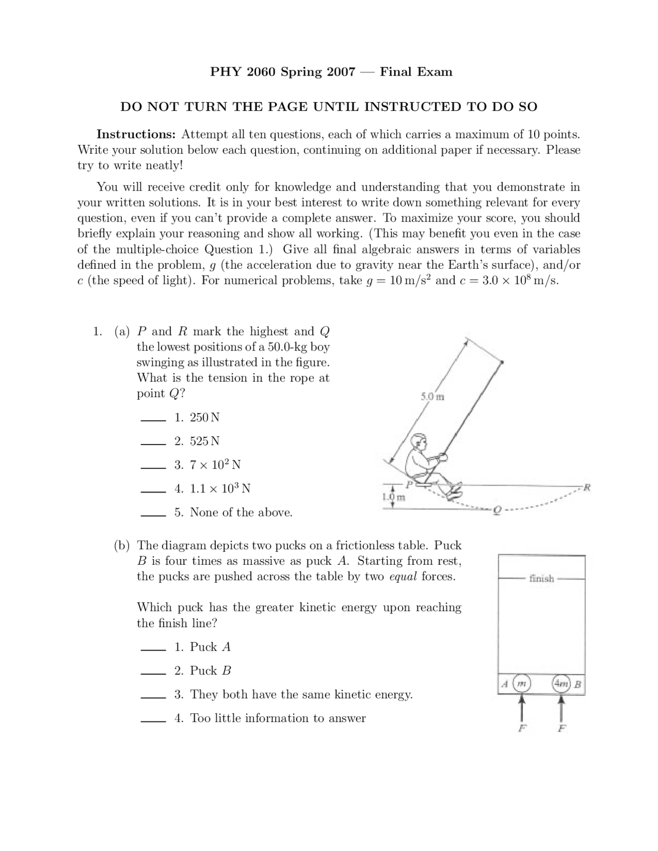 10 Questions Exam 4 Physics With Calculus 2 Phy 2060 Docsity