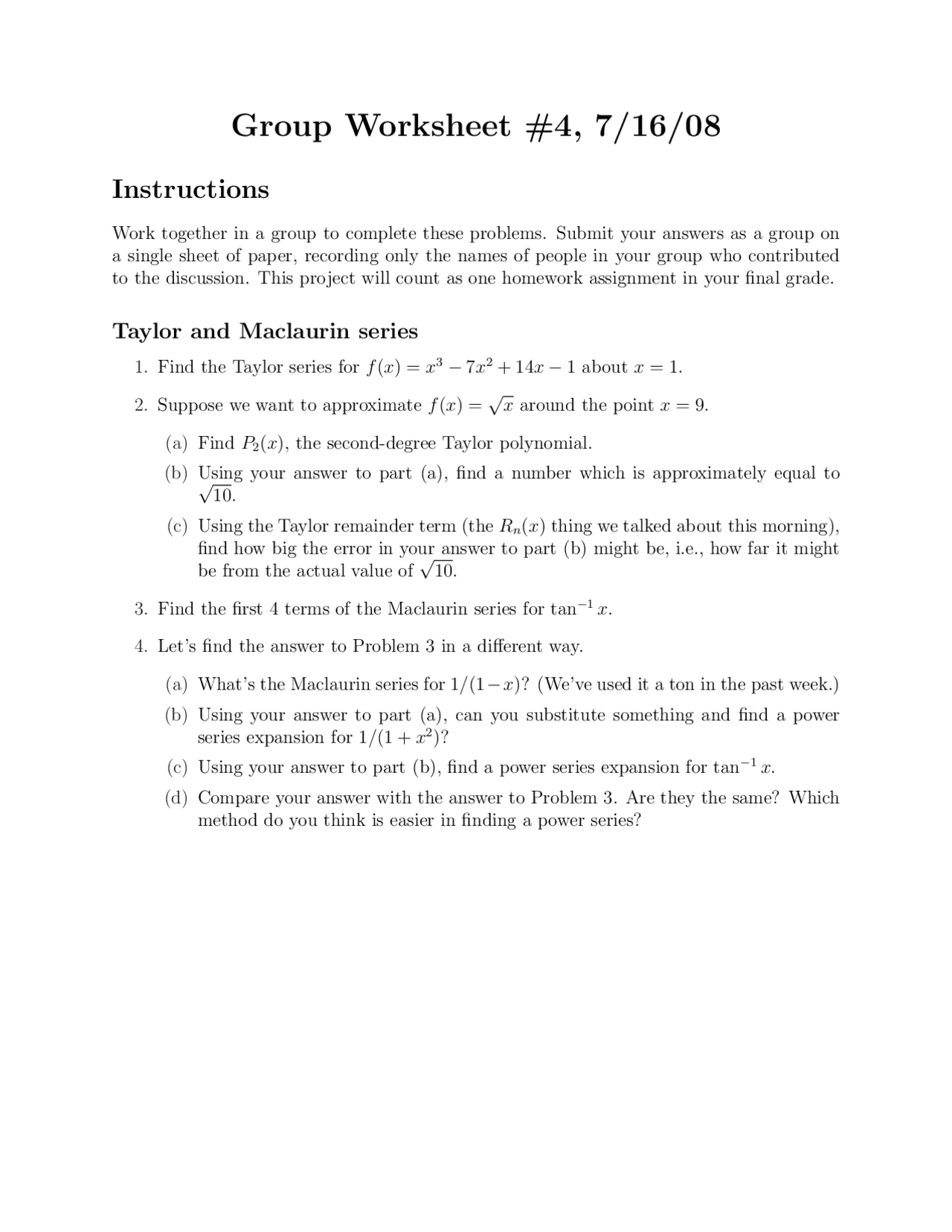 Taylor And Maclaurin Series Calculus Ii Math 231 Docsity