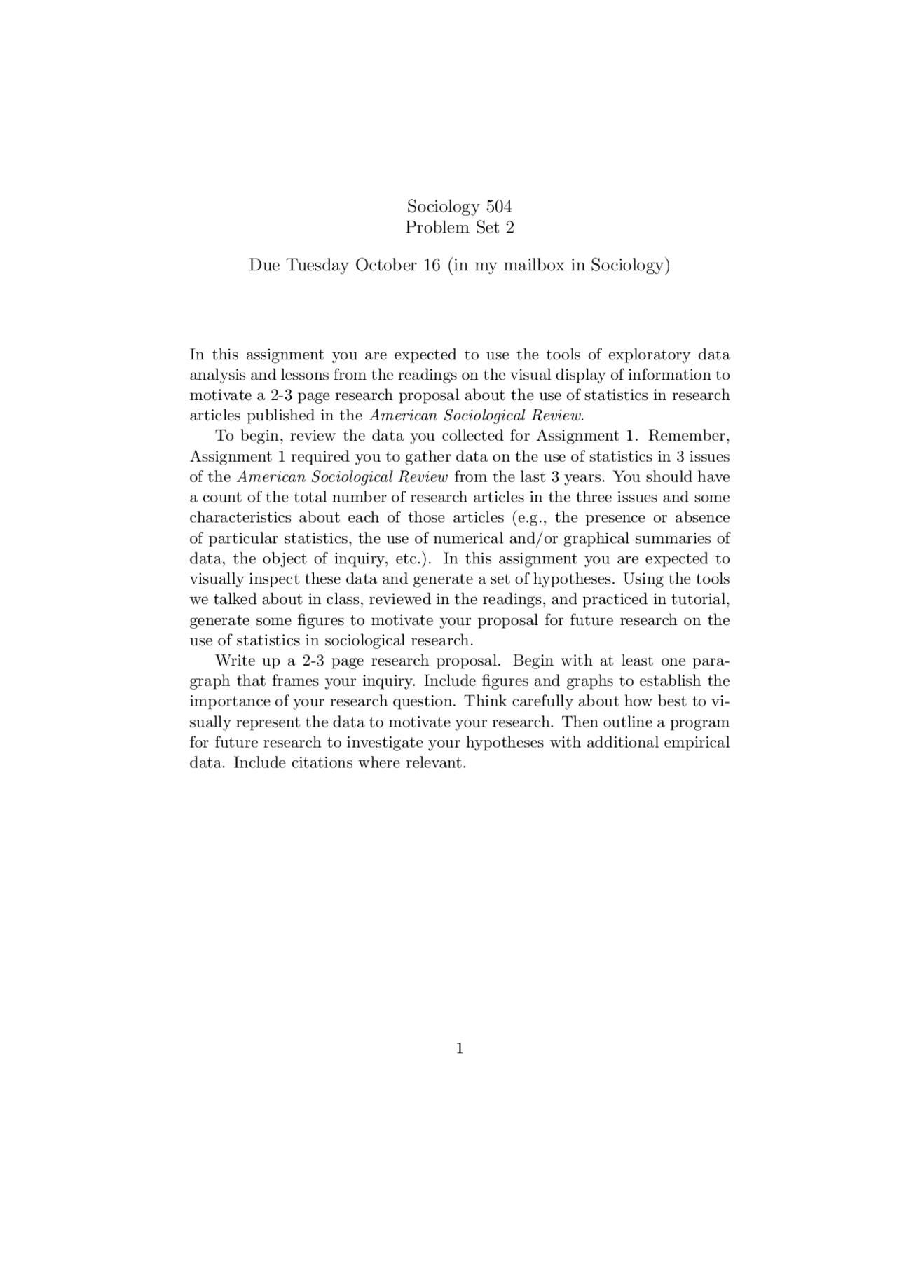 Homework Set 2 On Social Statistics Soc 504 Docsity