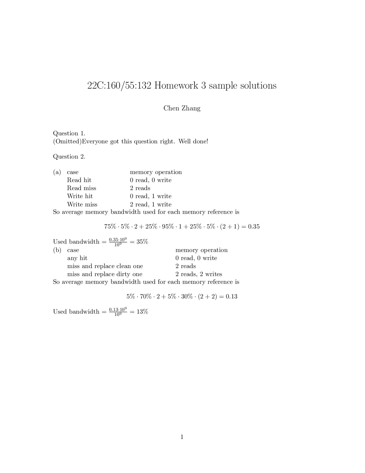 Homework 3 Sample Solutions High Performance Computer Architecture 22c 160 Docsity