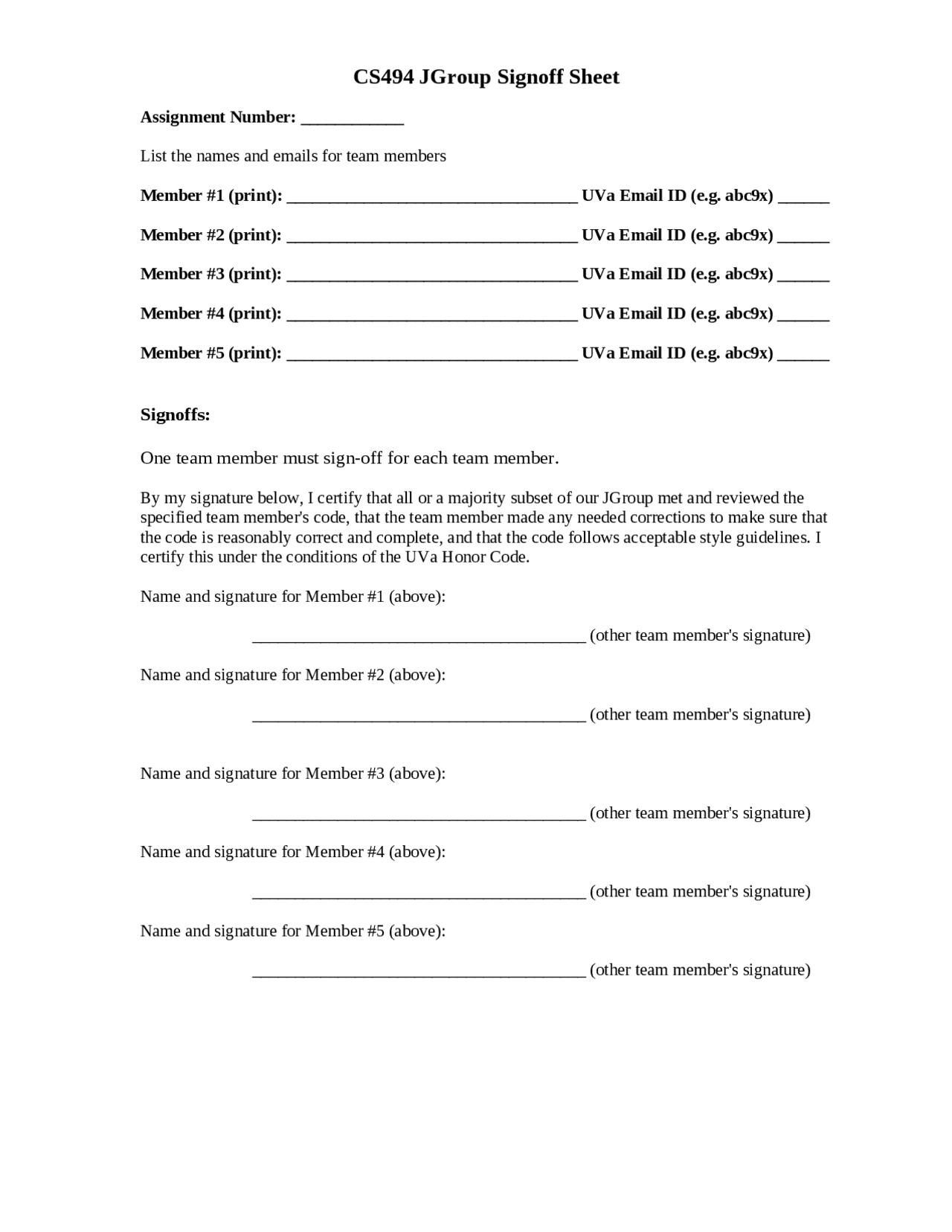 Special Topics in Computer Science - Group Sign Off Sheet | CS 4501 ...