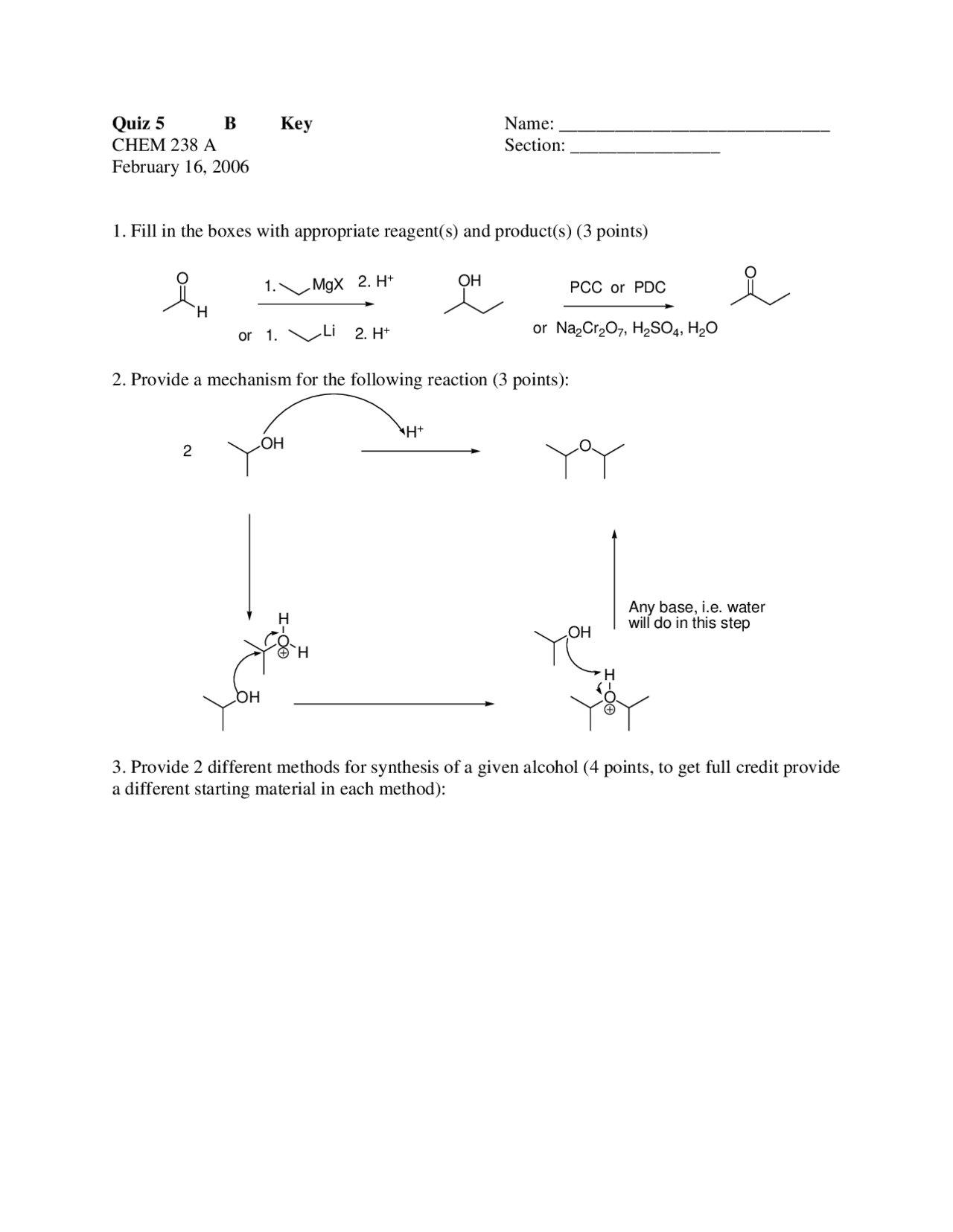 Quiz 5 CHEM 238 A - February 16, 2006 - Prof. Dustin Maly | Quizzes ...
