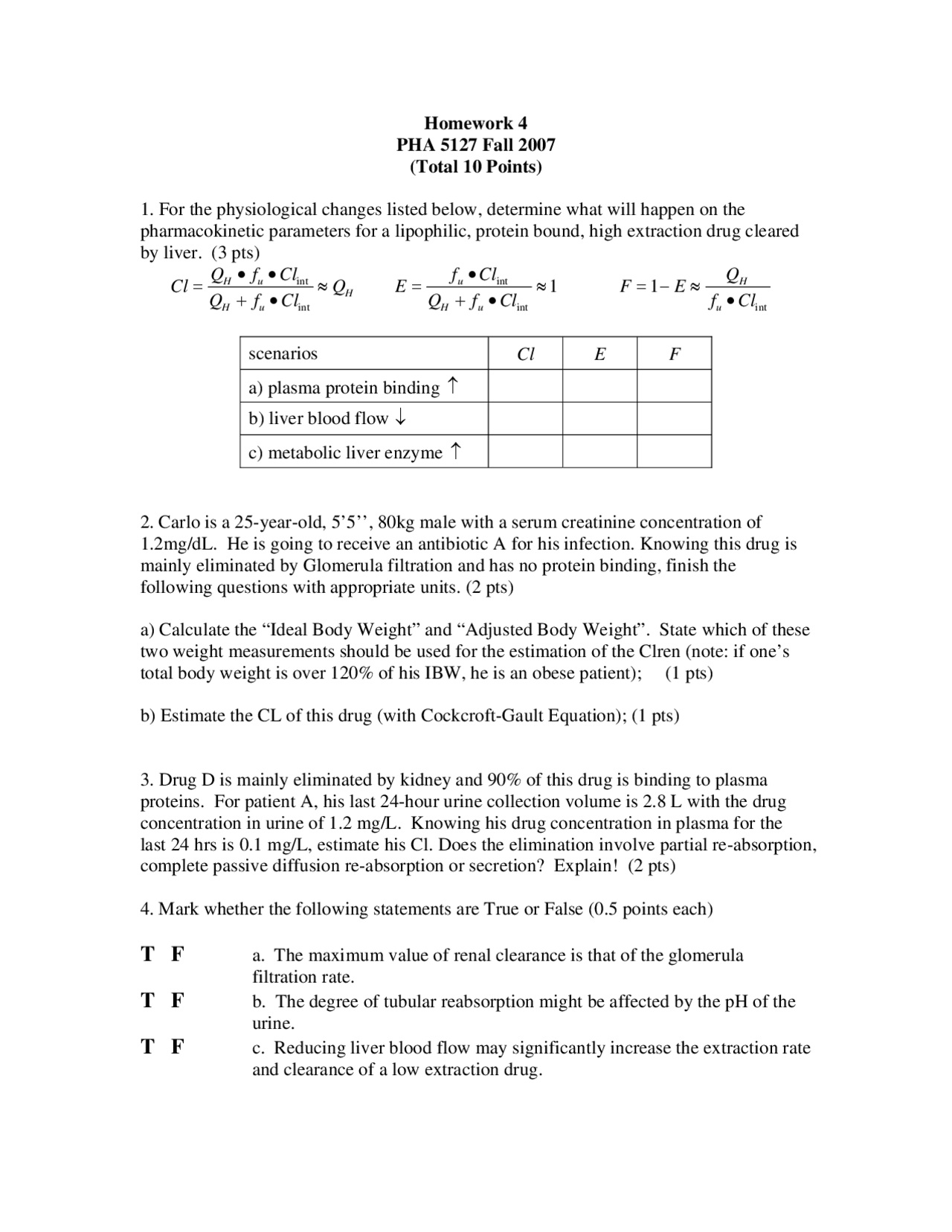 Homework 4 With Solutions For Dose Optimization I Pha 5127 Docsity