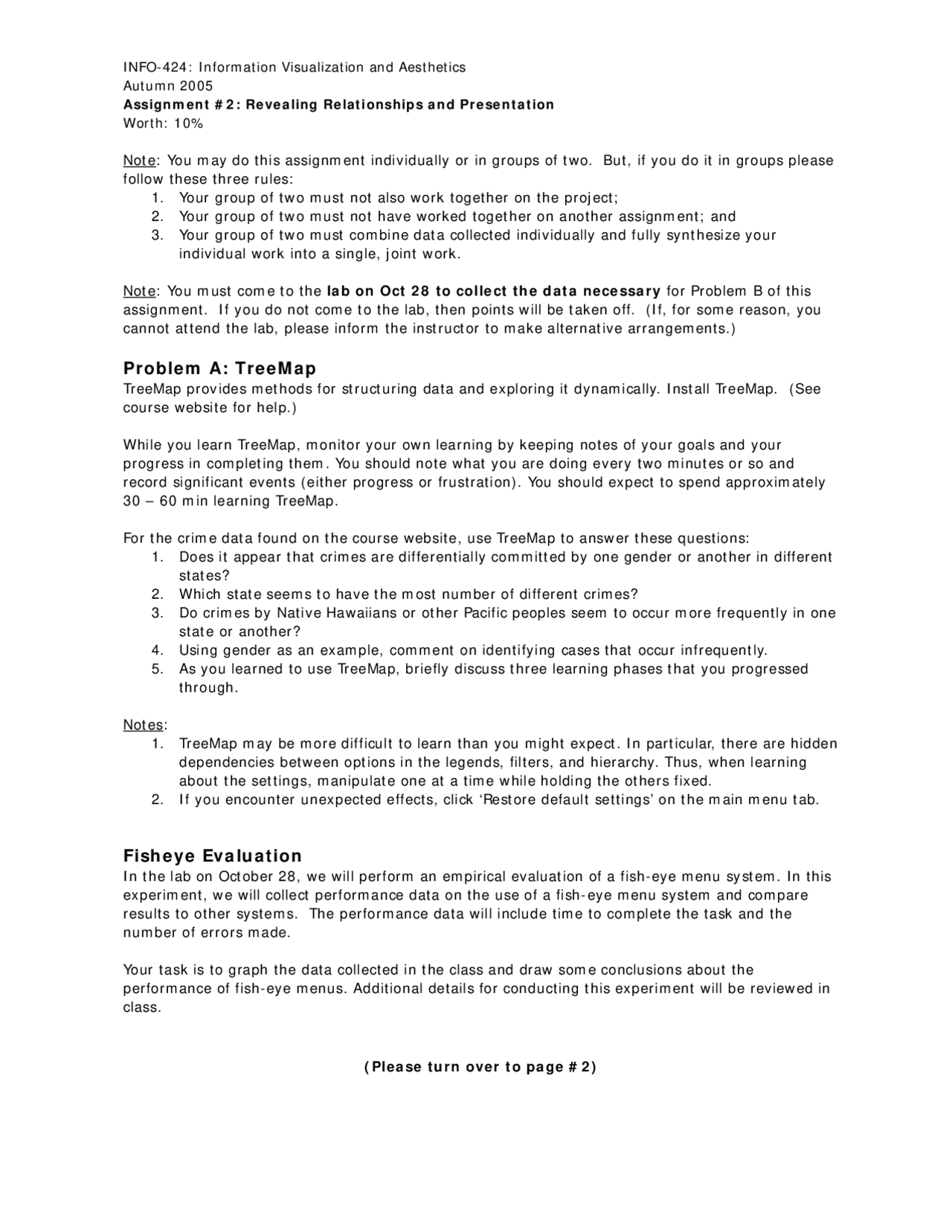 Assignment #2: Revealing Relationships and Presentation | INFO 424 - Docsity