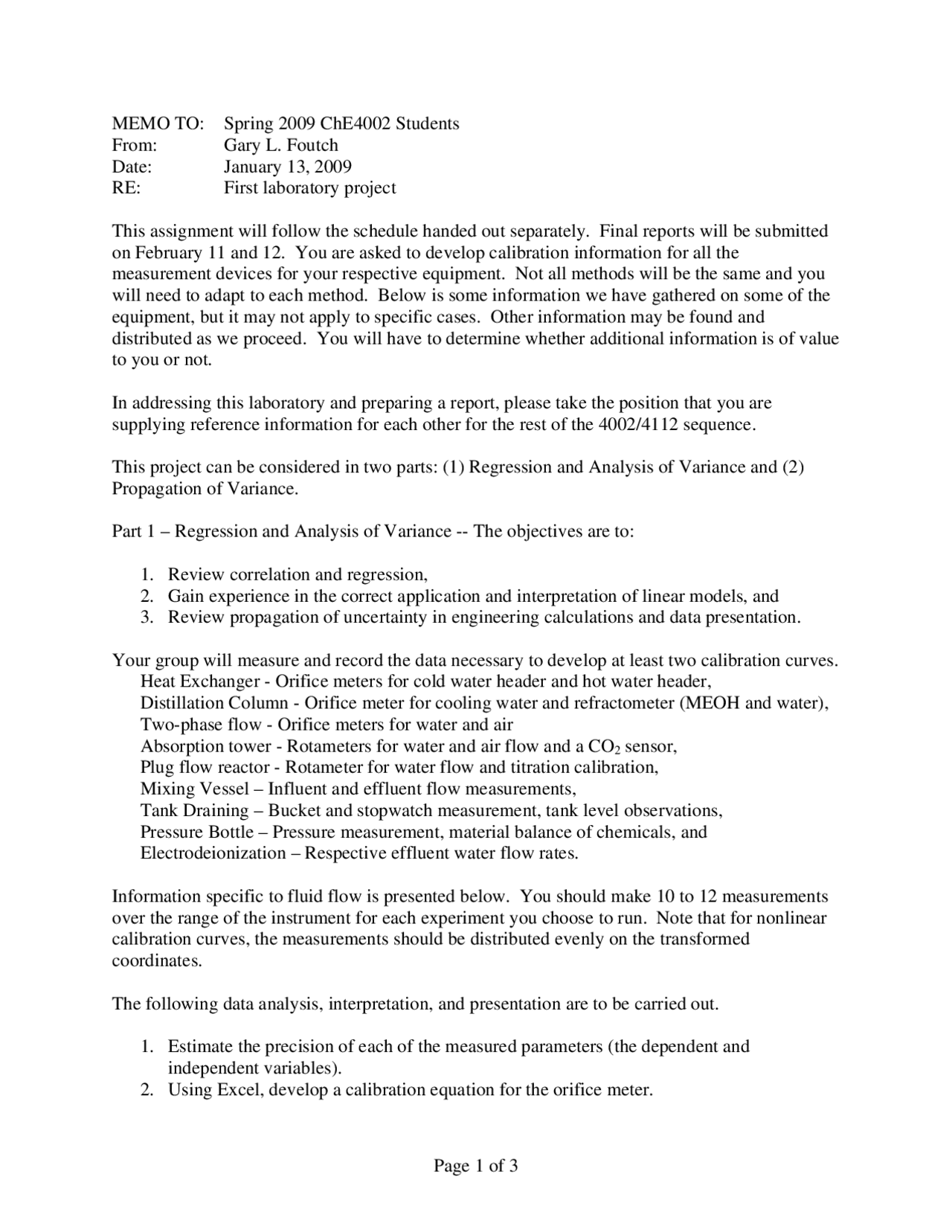Regression and Analysis of Variance and Propagation of Variance | CHE ...