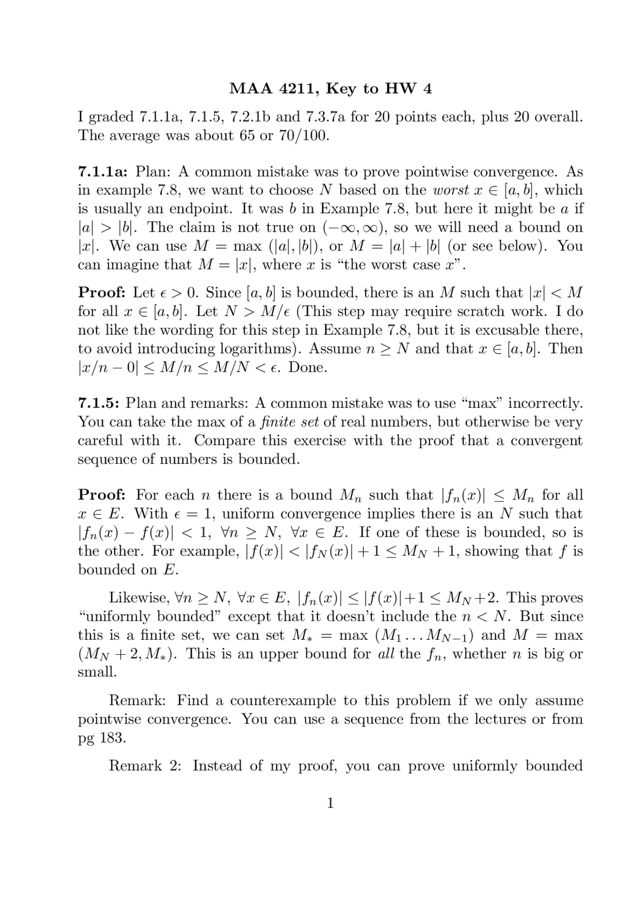 MAA 4211 Homework 4 Solutions: Convergence of Sequences and Series | Assignments Advanced ...