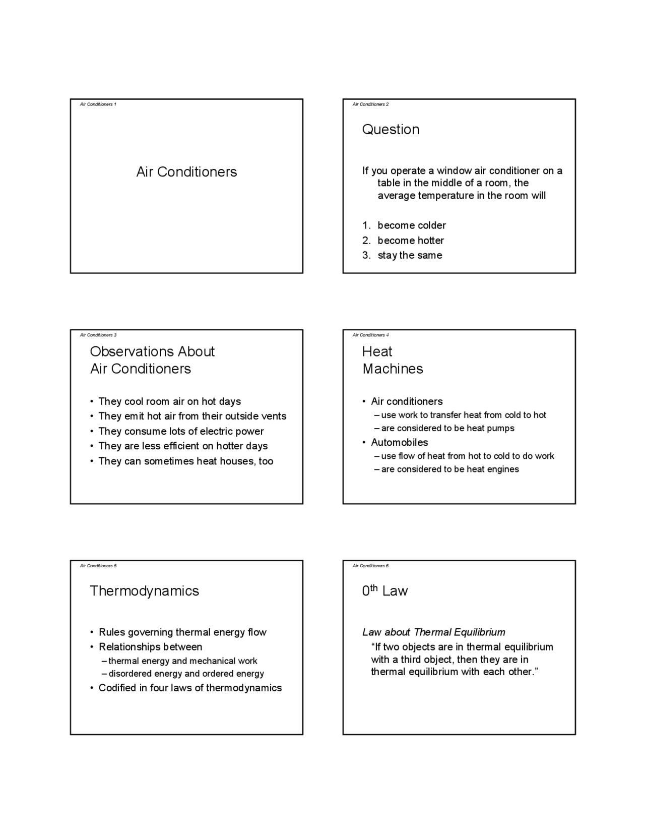 Air Conditioners How Things Work I Slides Phys 6050 Docsity