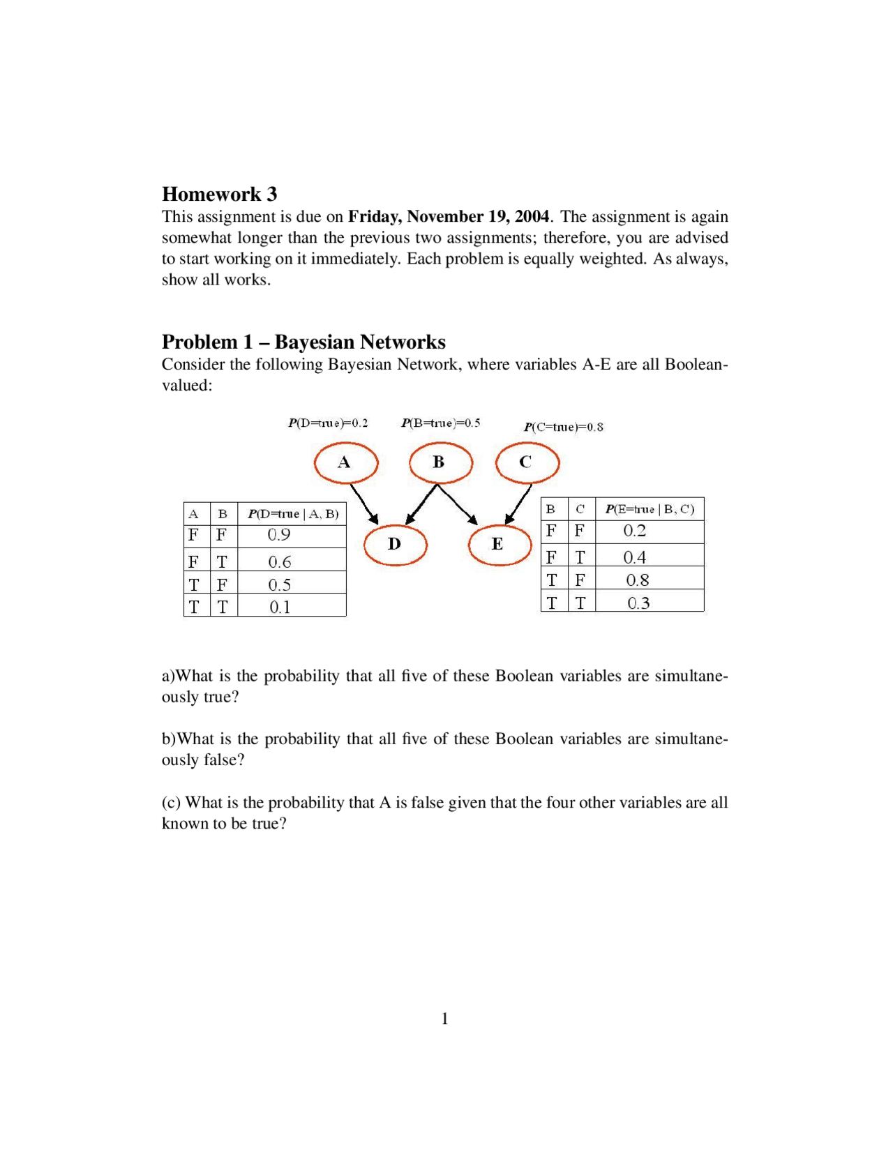 Artificial Intelligence Homework Iii Cap 4621 Docsity