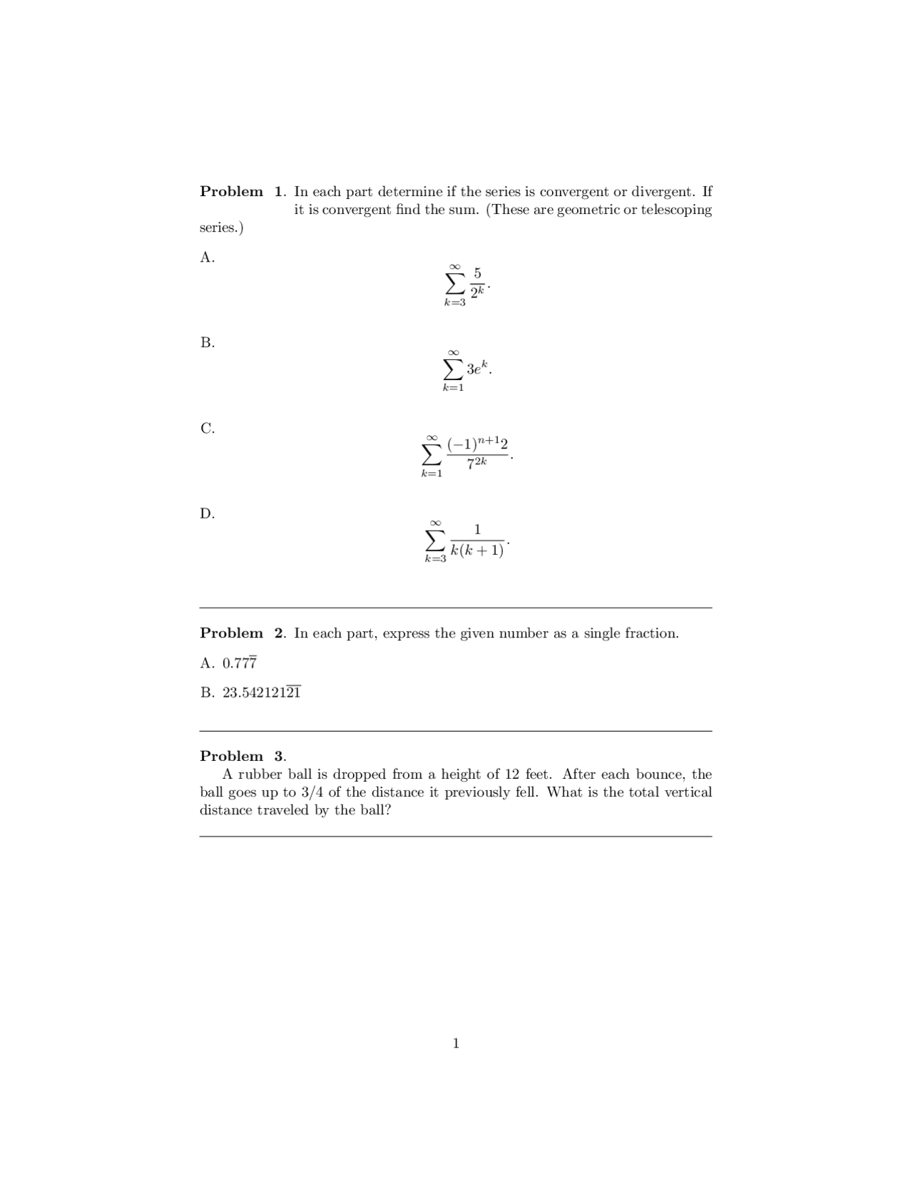 Solution For Assignment Problems Calculus Ii Honors Math 1352 Docsity
