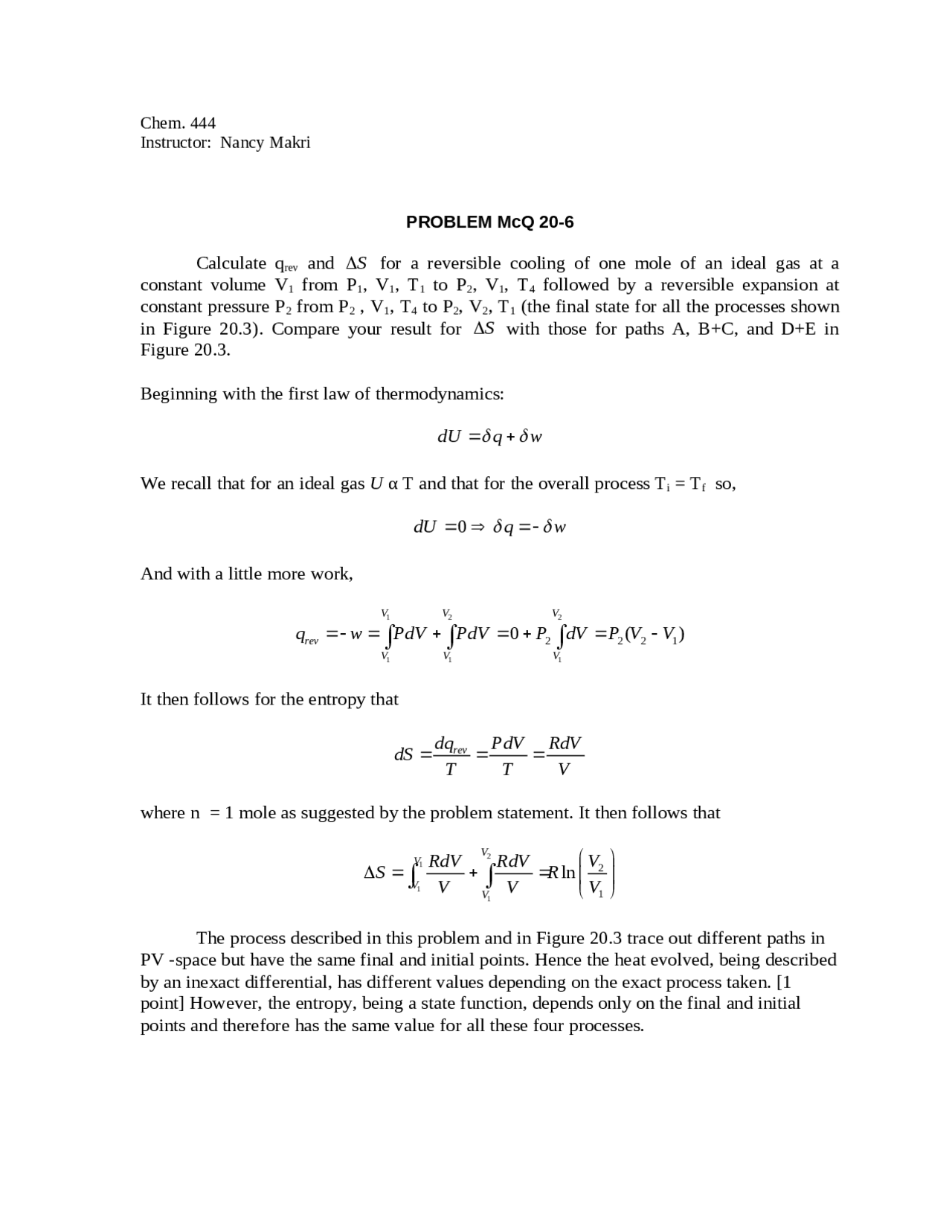 Final Exam Problems Mcqs Physical Chemistry Chem 444 Docsity