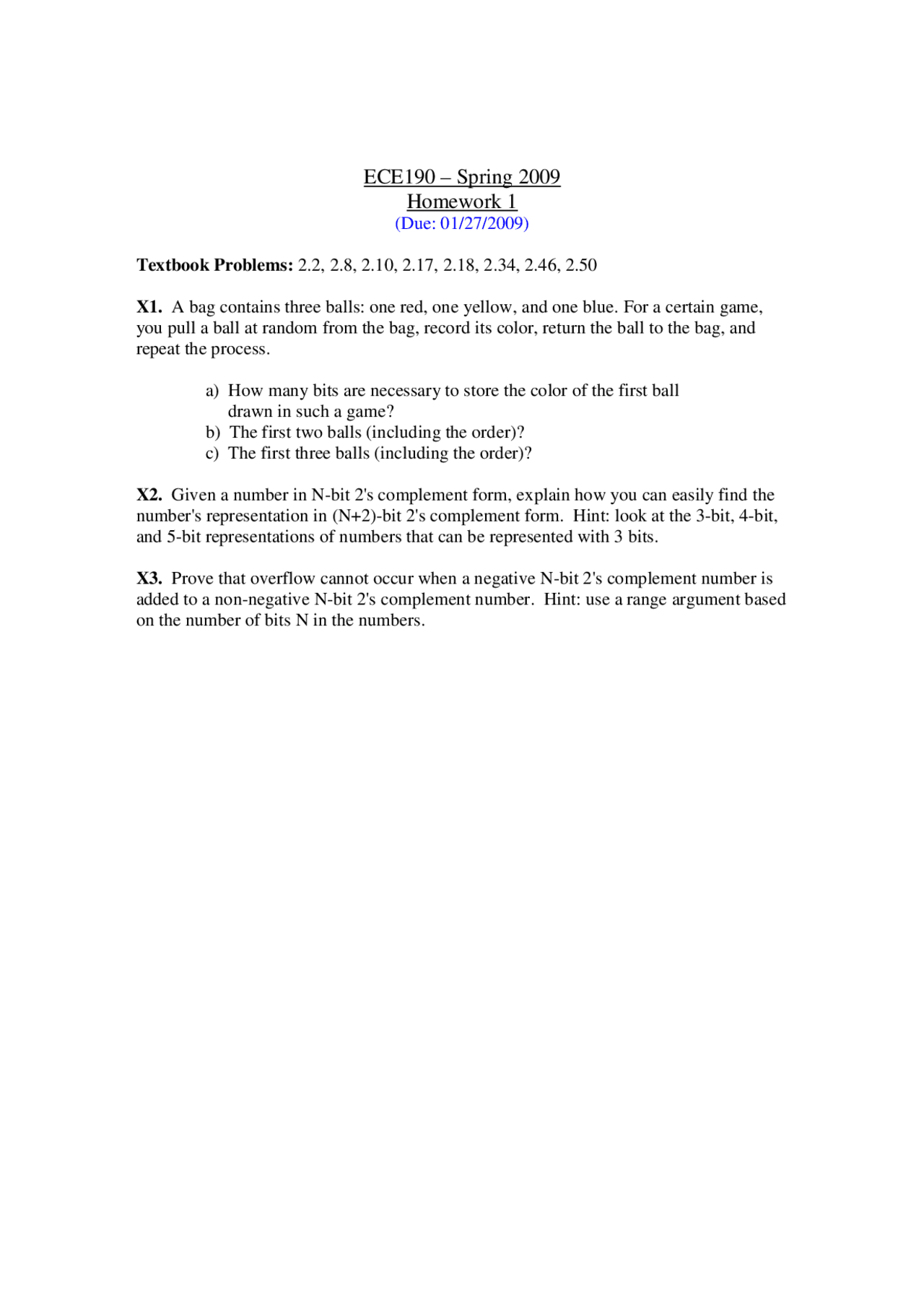 Practice Assignment 1 Introduction To Computing Systems Ece 190 Docsity