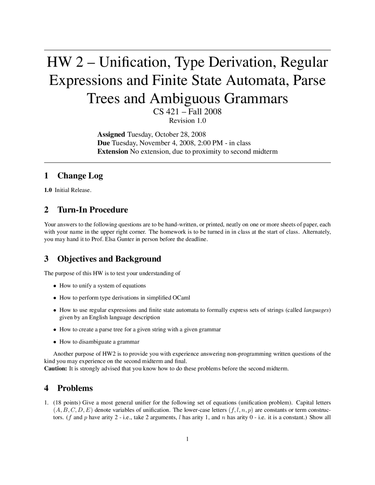 Unification Type Derivation Regular Expressions And Finite State