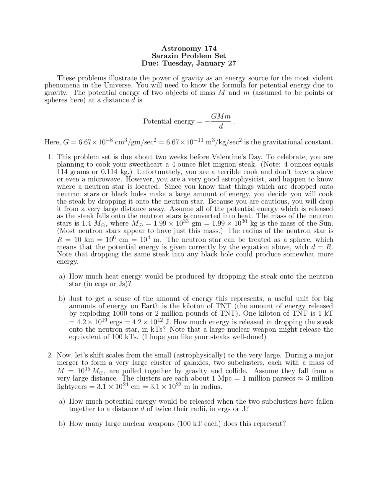 Problem Set 1 Introduction To Astronomical Research Astr 1740 Docsity