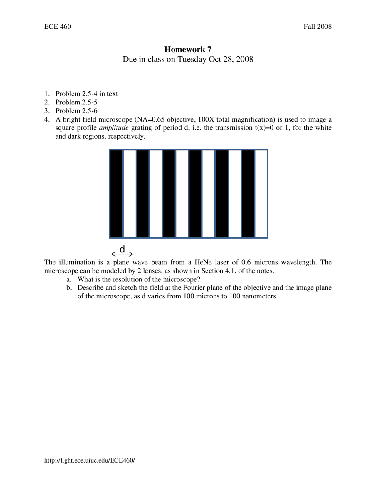 Homework 7 For Optical Imaging Ece 460 Docsity