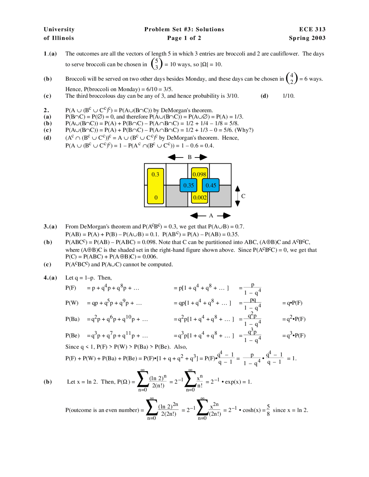 Solved Problem Set 3 - Probability with Engineering Application | ECE ...