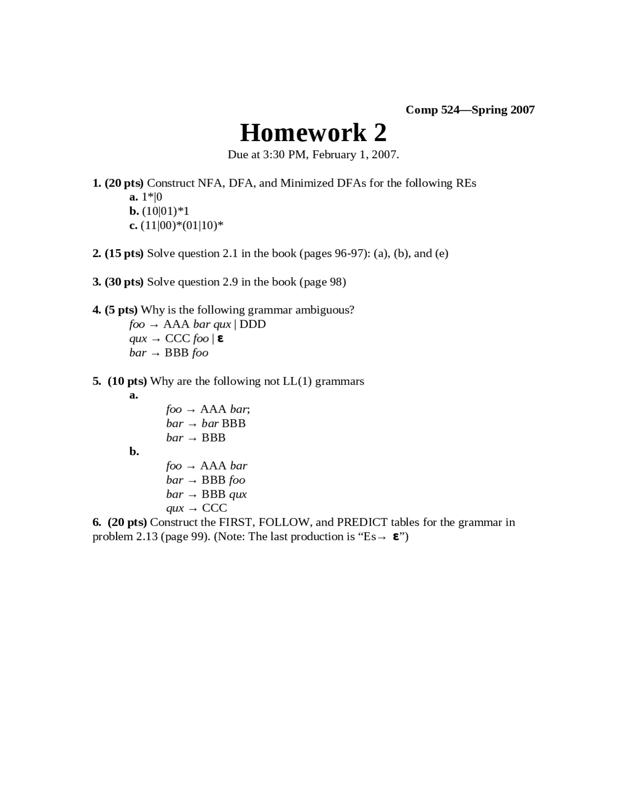 Assignment 2 Programming Language Concepts Comp 524 Docsity