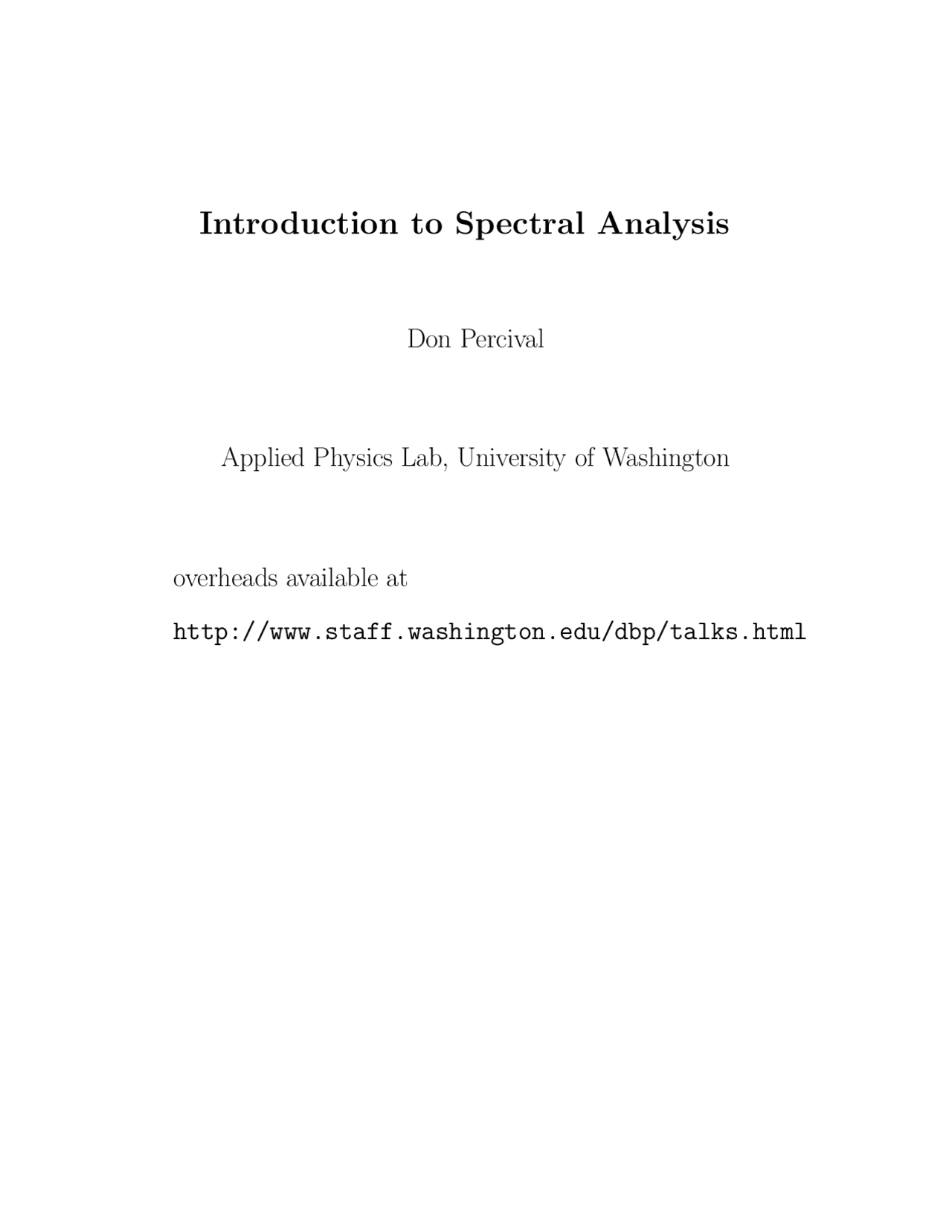 Introduction To Spectral Analysis Lecture Notes Stat 519 Docsity