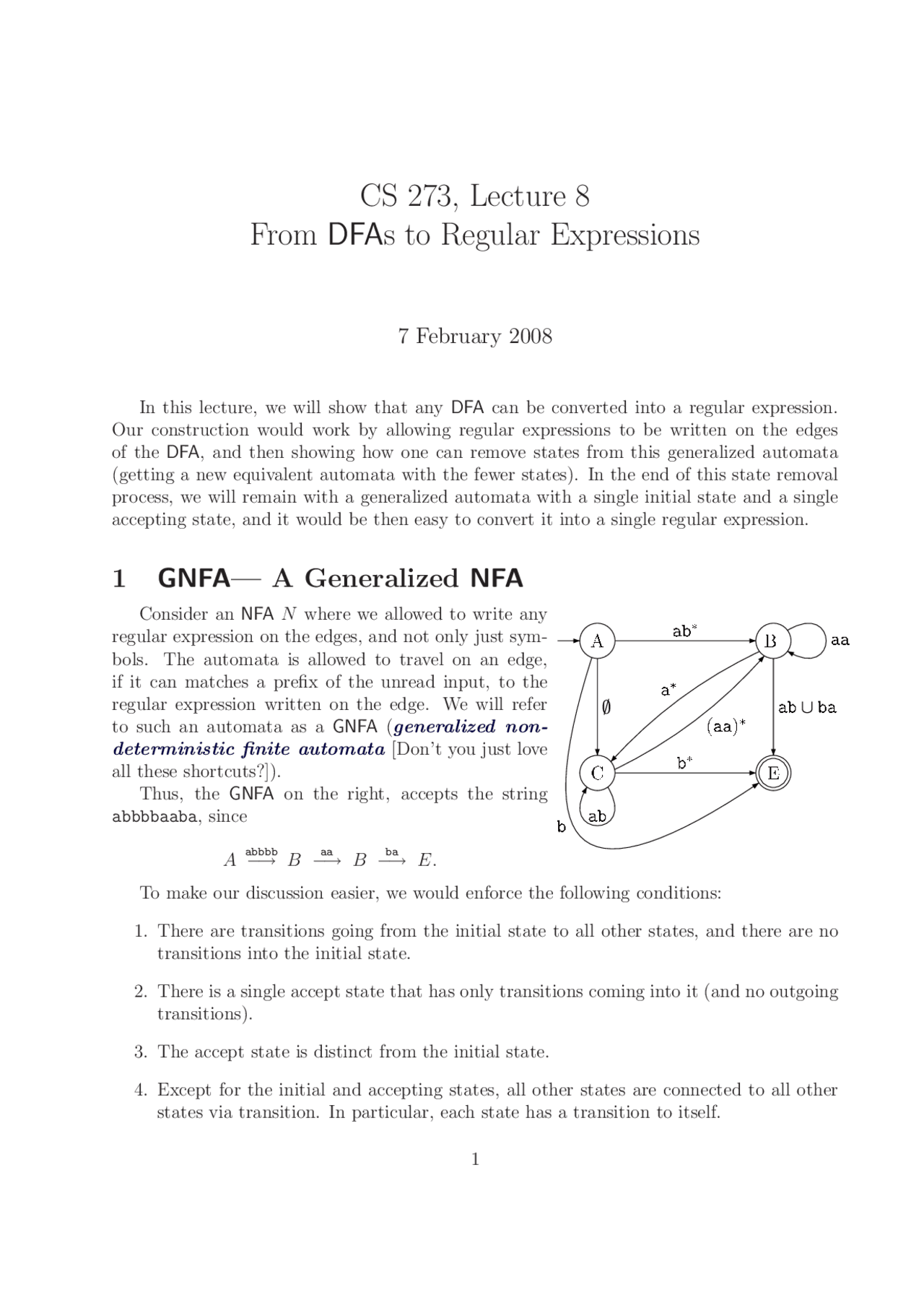 From Dfas To The Regular Expressions And Top Level Conversion Cs 373 Docsity