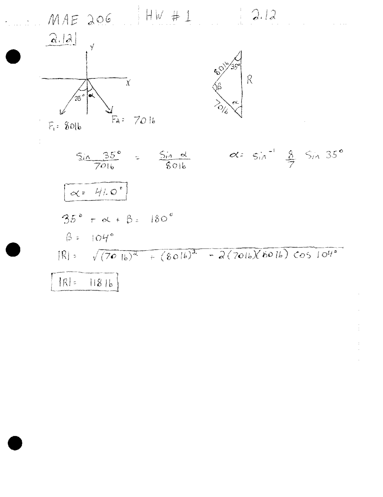 Homework I Solutions Engineering Statics Mae 206 Docsity