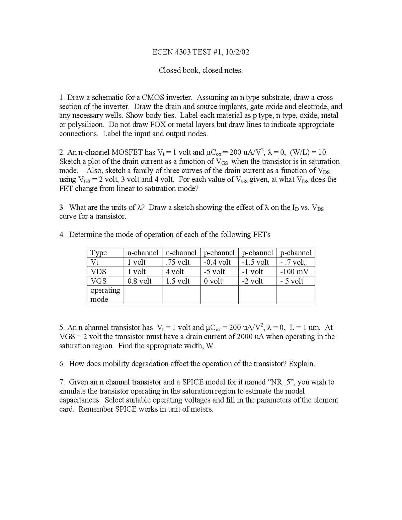 Test 1 Questions With Solution Digital Electronic Circuit Design