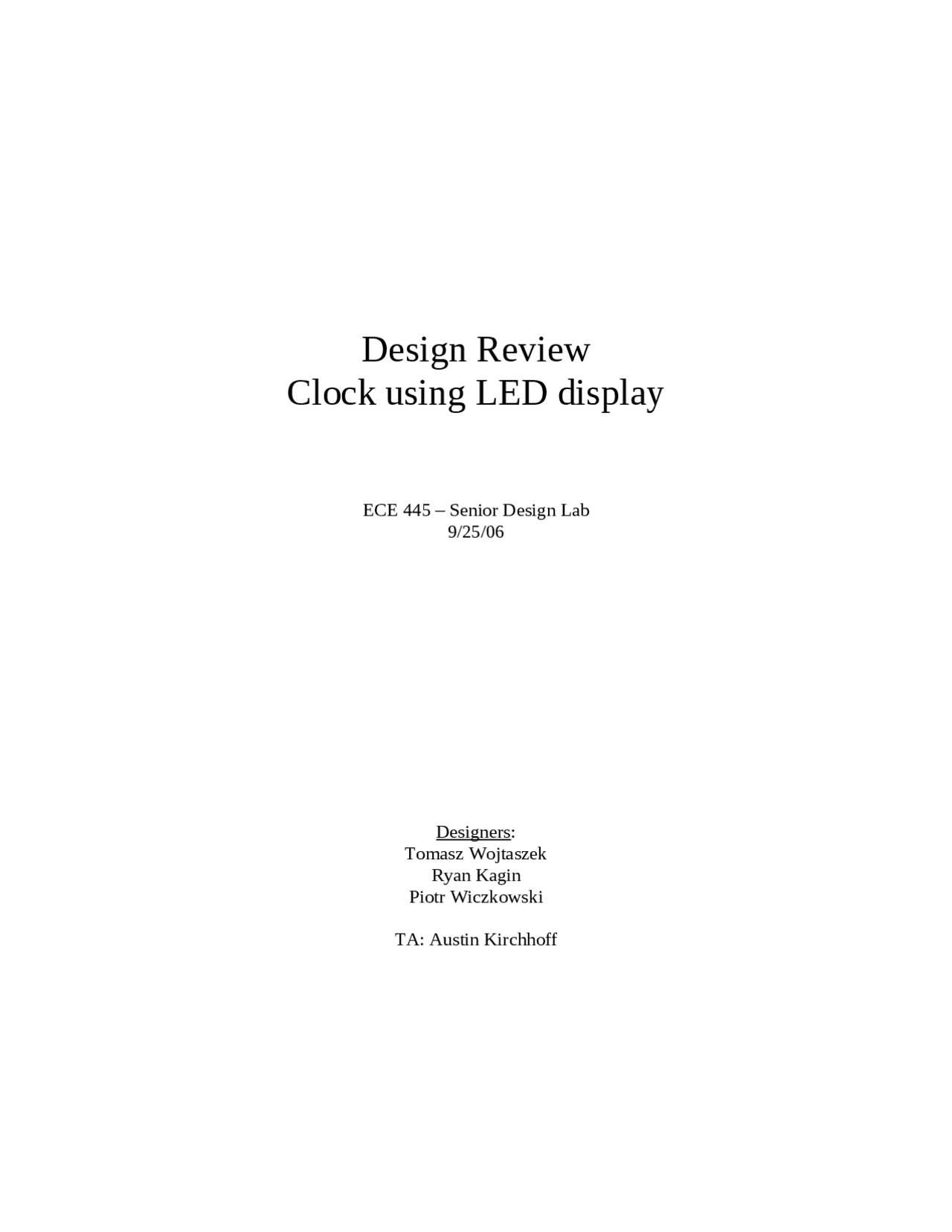Design Review Clock Using Led Display Ece 445 Docsity