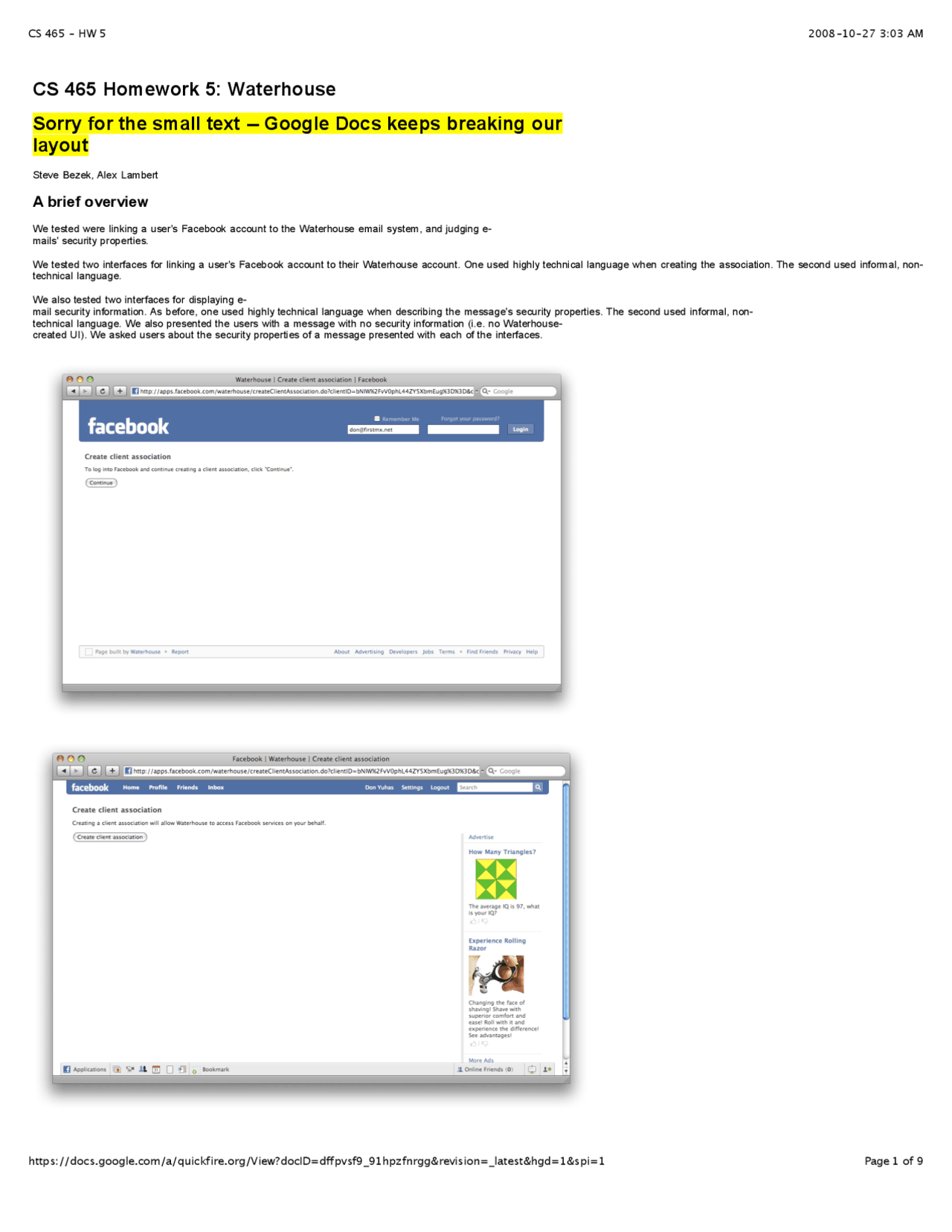 Homework 5 Water House User Interface Design Cs 465 Docsity