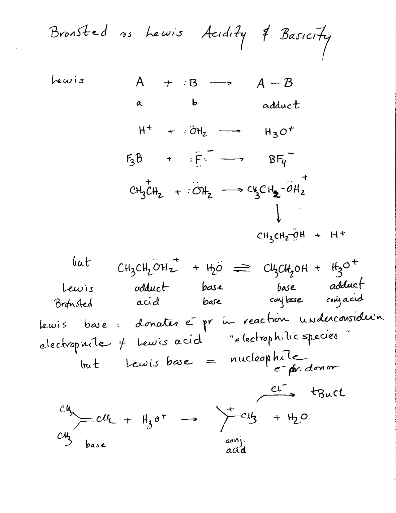 Bronsted Theory versus Lewis Acidity and Basicity - Handwritten Notes ...