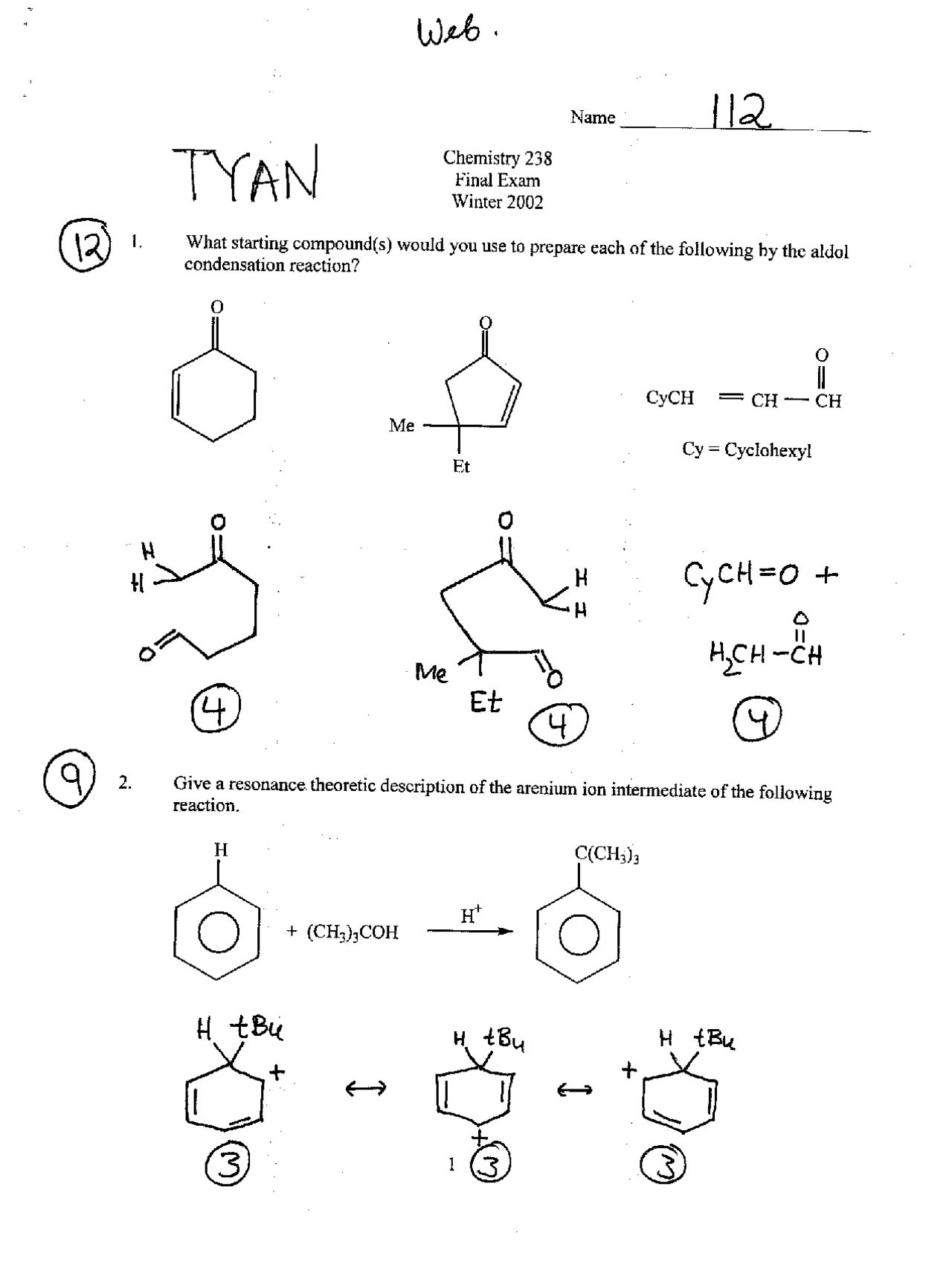 Final Exam Resolution Organic Chemistry Fall 2002 Chem 238 Docsity