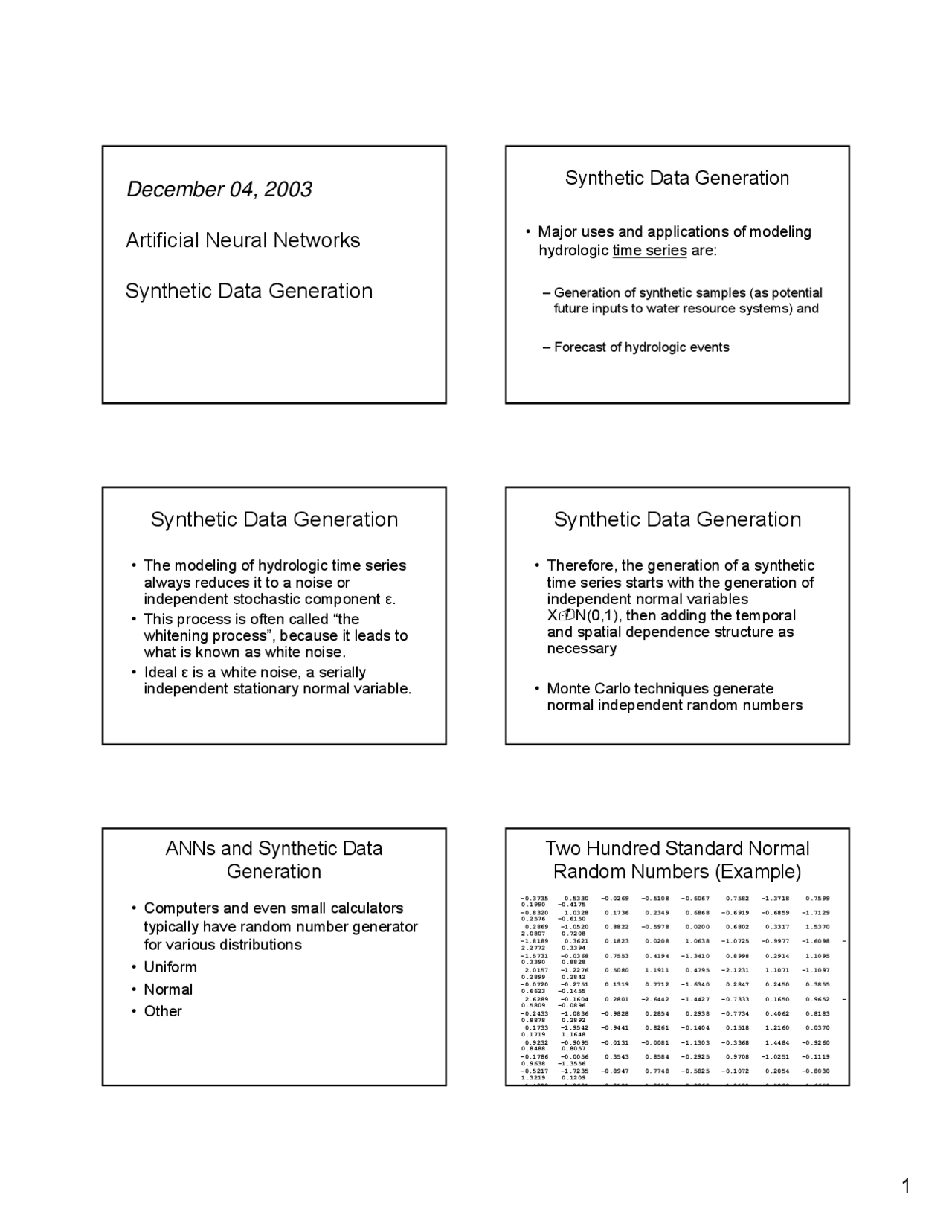Synthetic Data Generation - Globalization of Water | CEE 598 - Docsity