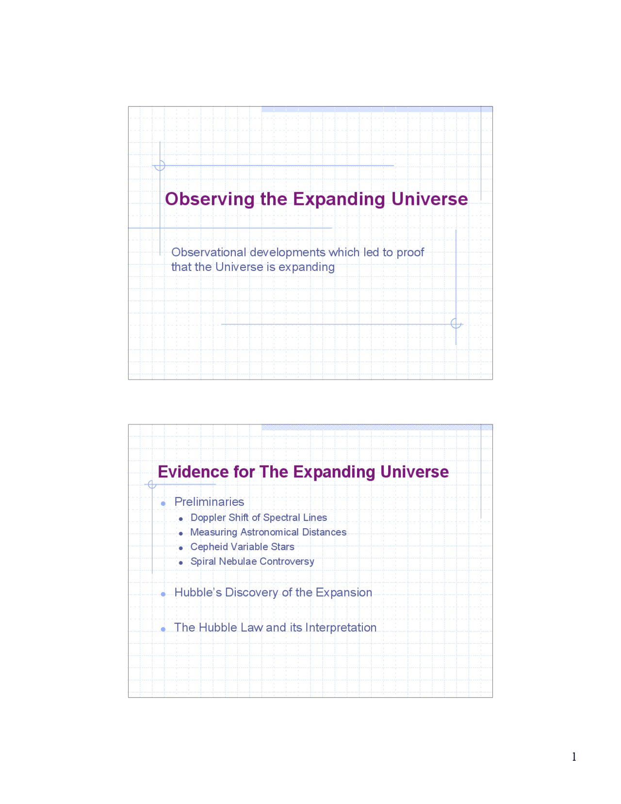 Observing The Expanding Universe Lecture Slides Astr 350 Docsity
