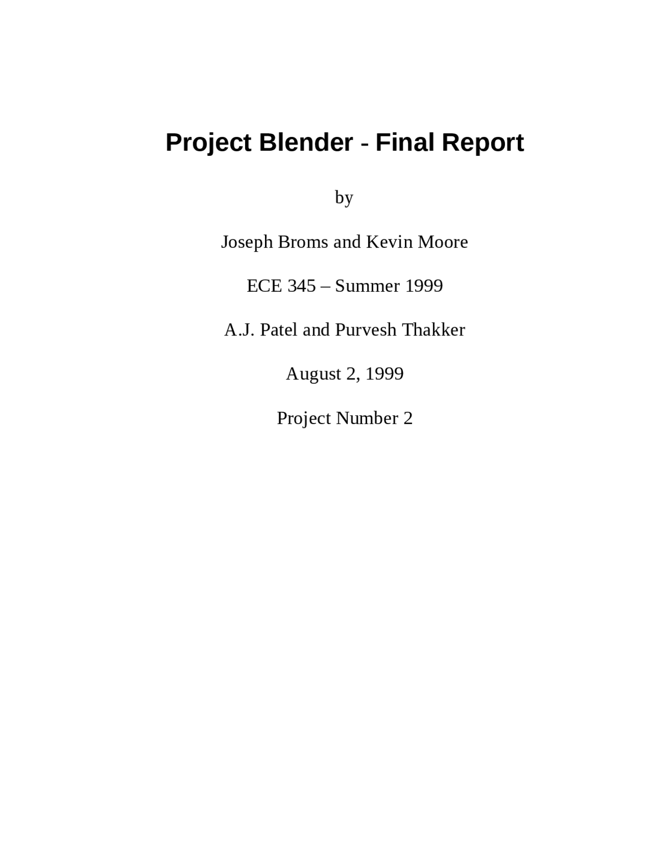 Project Blender Final Report Senior Design Project Lab Ece 445