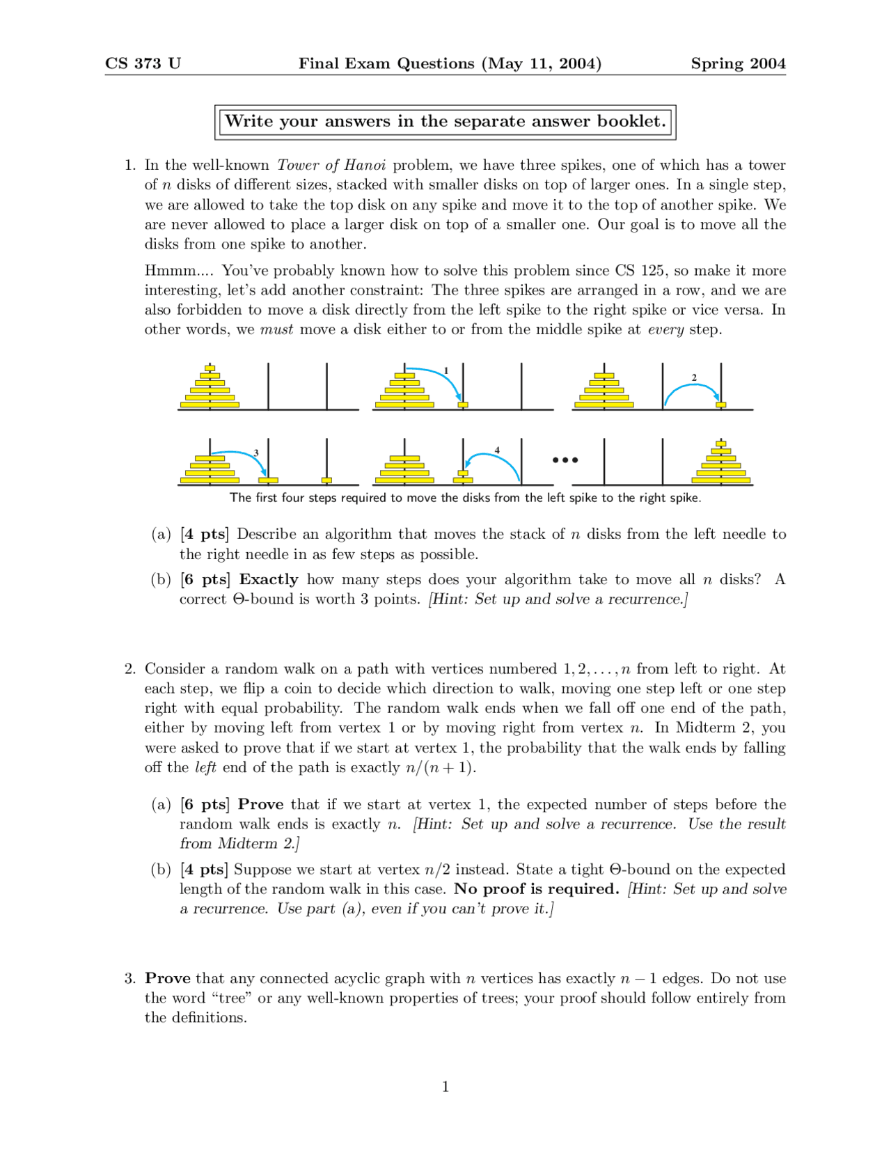 Final Exam Questions | Theory of Computation | CS 373 - Docsity