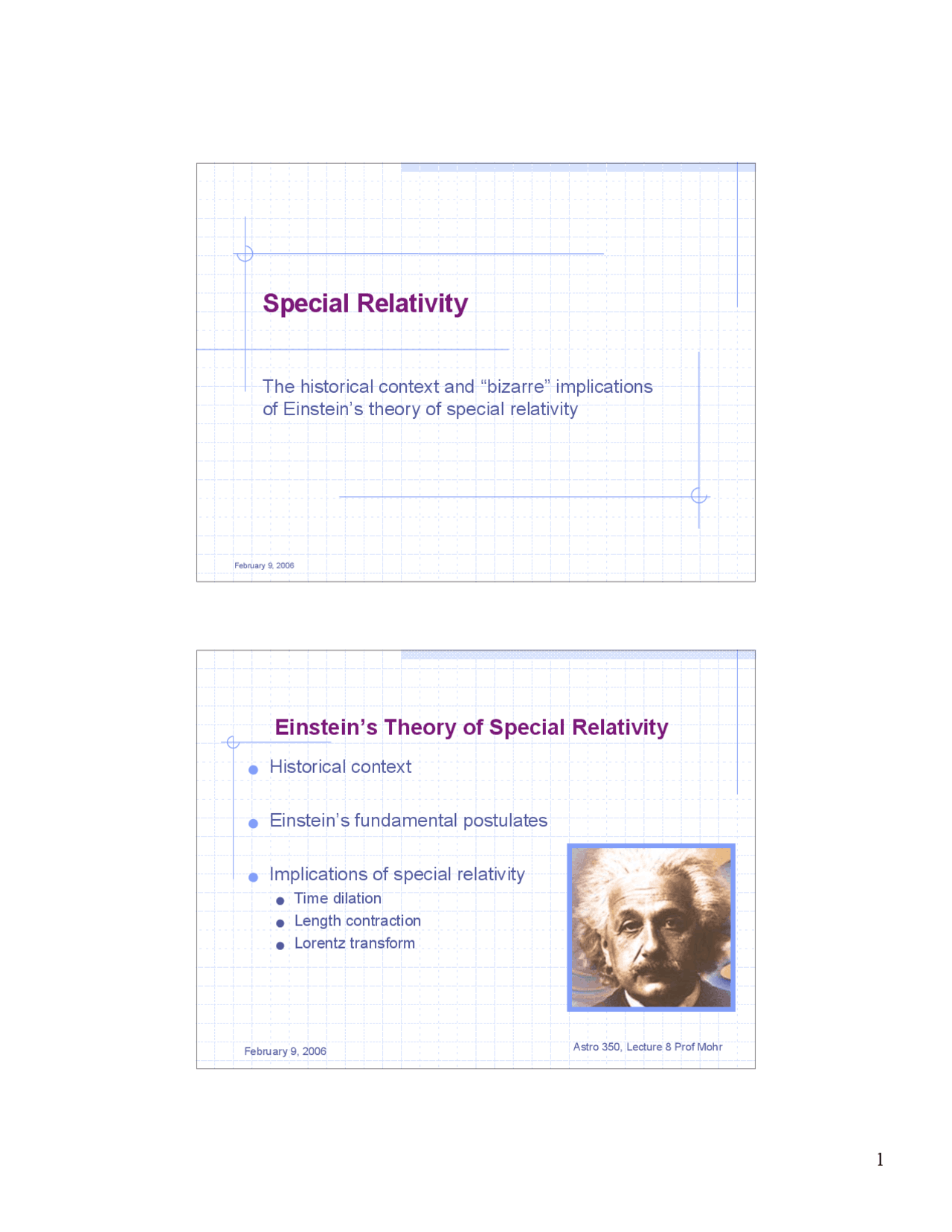 Lecture Slides On Special Relativity Introduction To Cosmology Astr