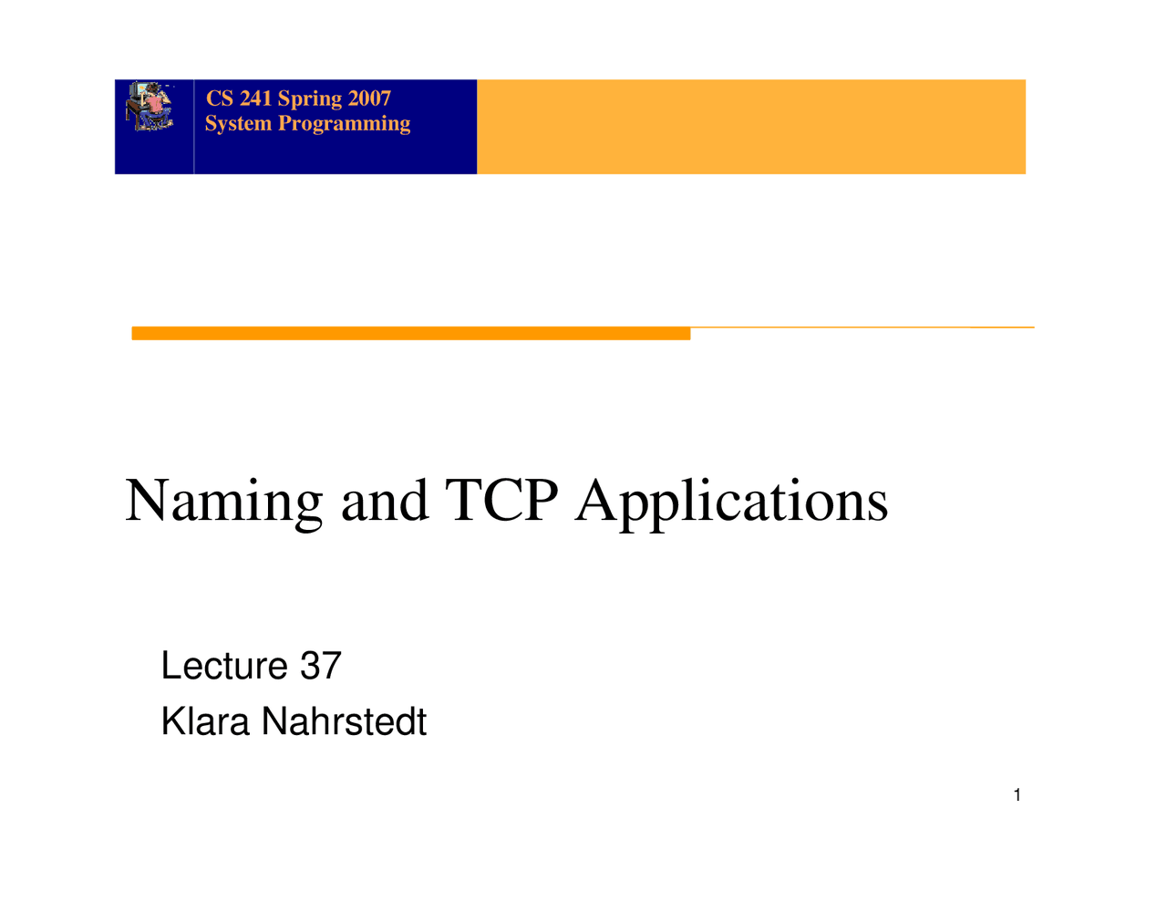 Naming and TCP Applications - System Programming | CS 241 - Docsity