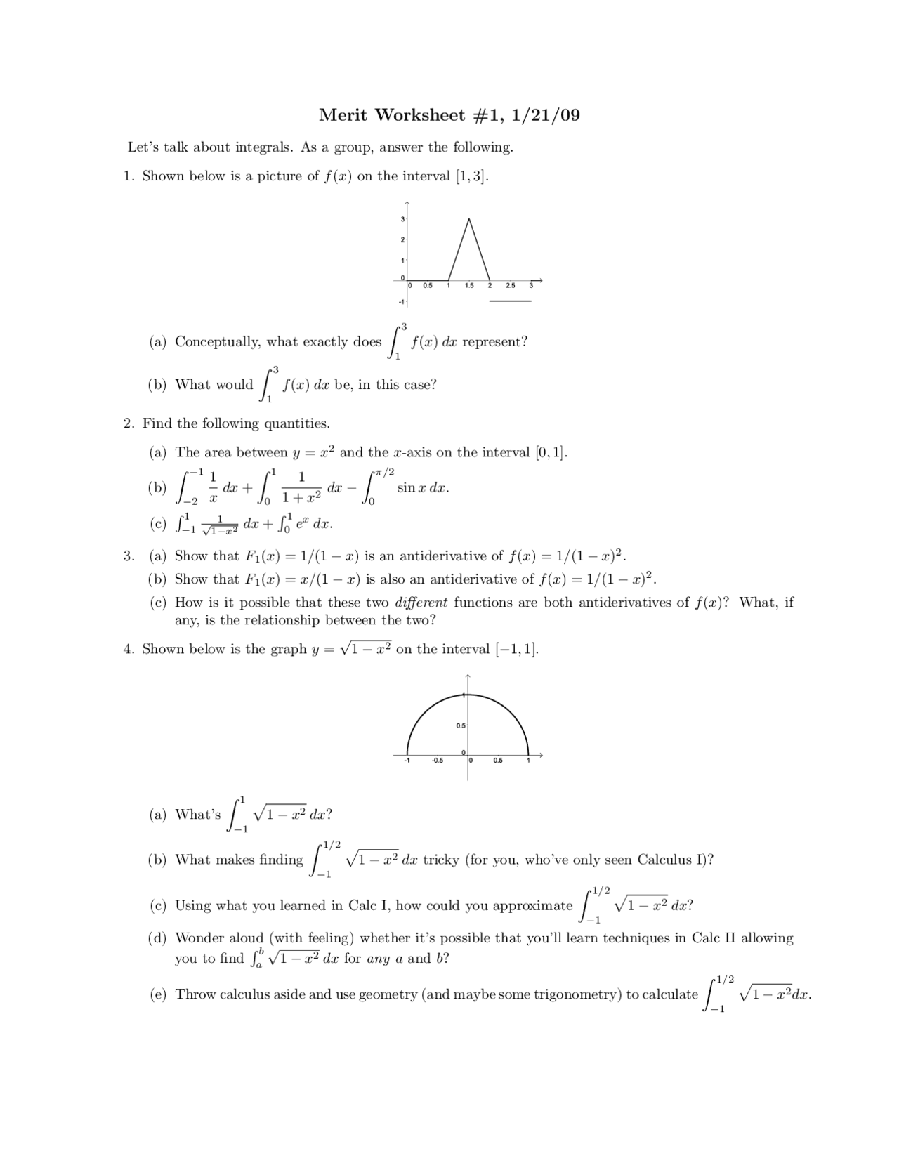 Merit Worksheet Calculus Ii Assignment 1 Math 231 Docsity