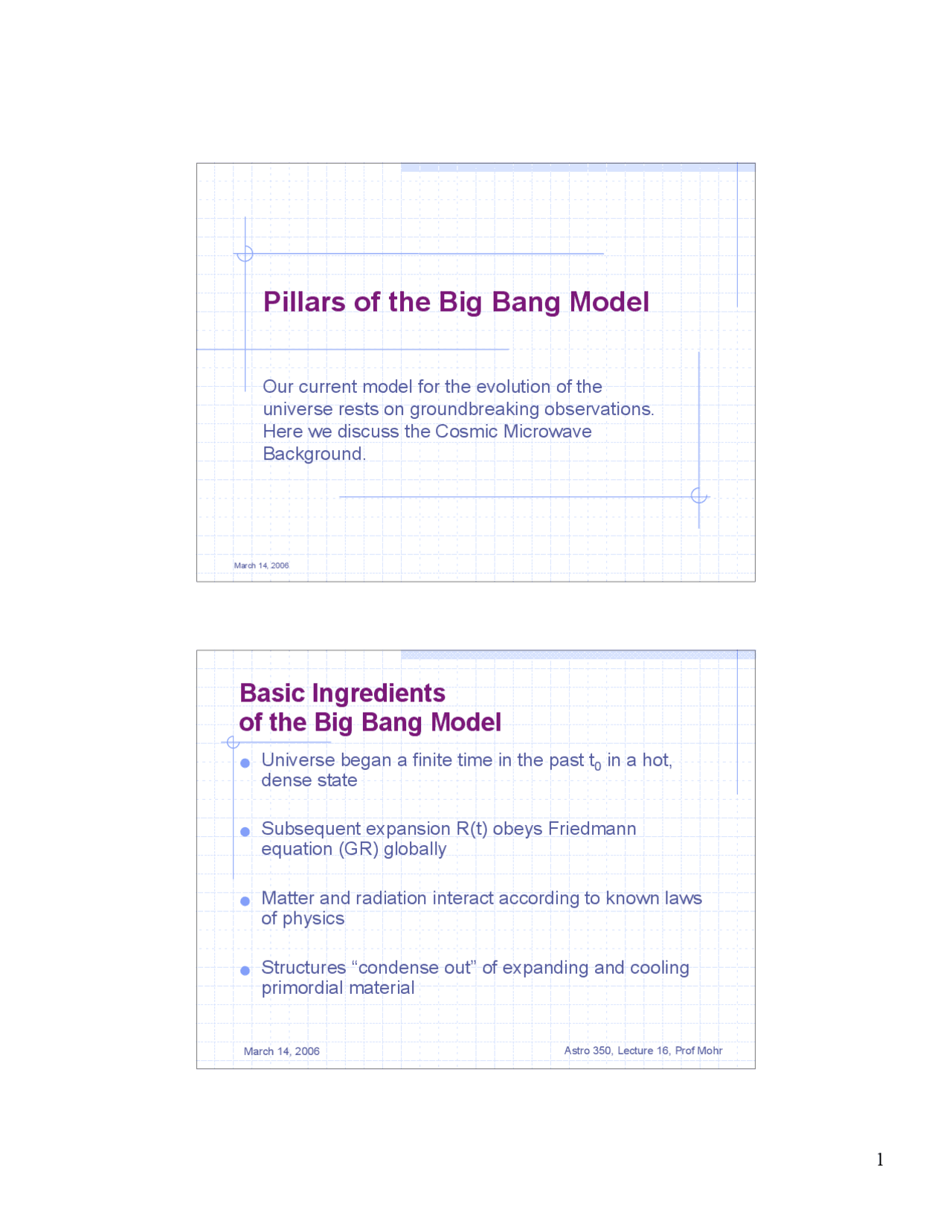 Pillars Of The Big Bang Model Lecture Slides Astr 350 Docsity
