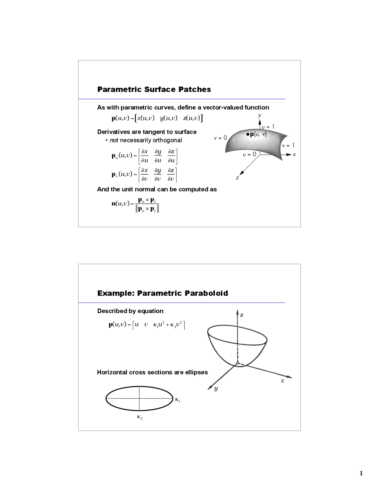 Parametric Surface Patches - Lecture Slides | CS 418 - Docsity