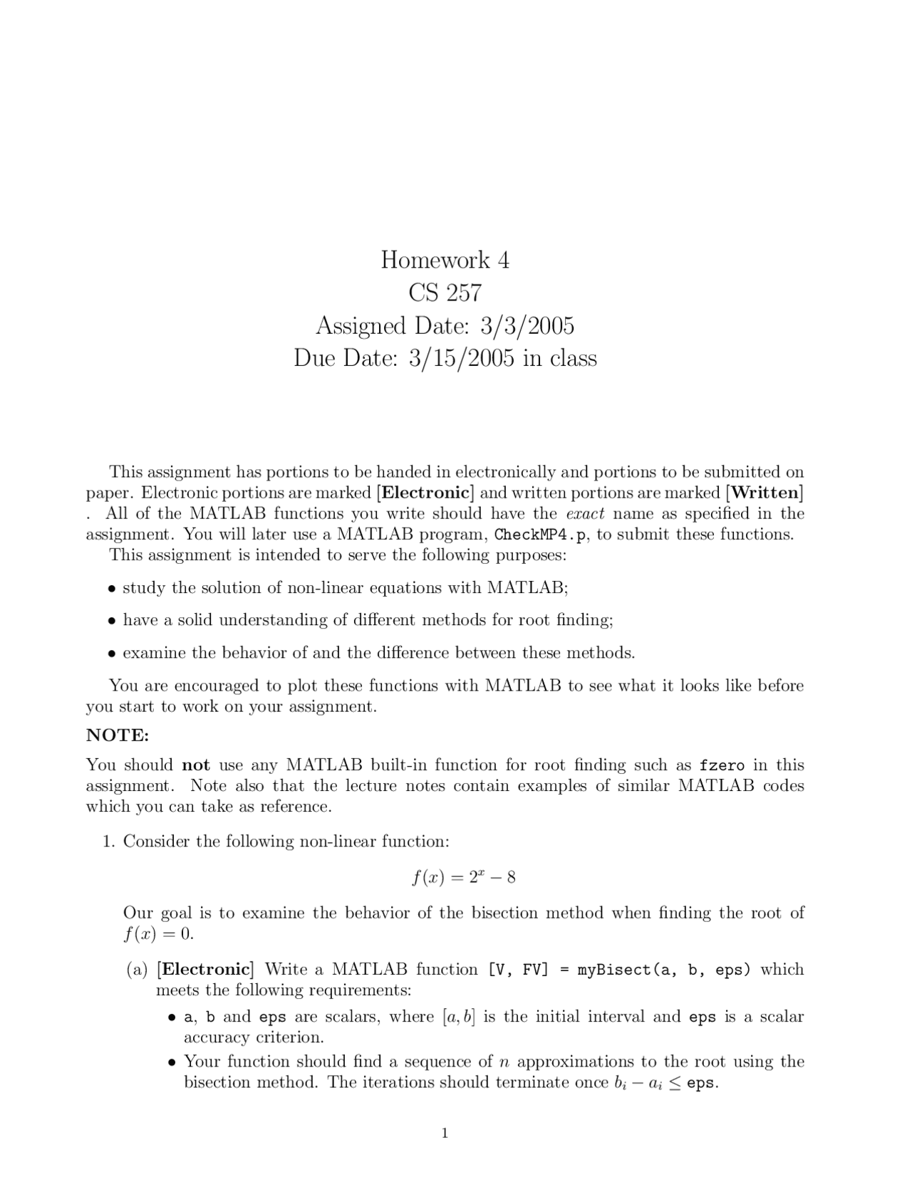 Practice Problems On Numerical Methods Homework 4 Cs 257 Docsity