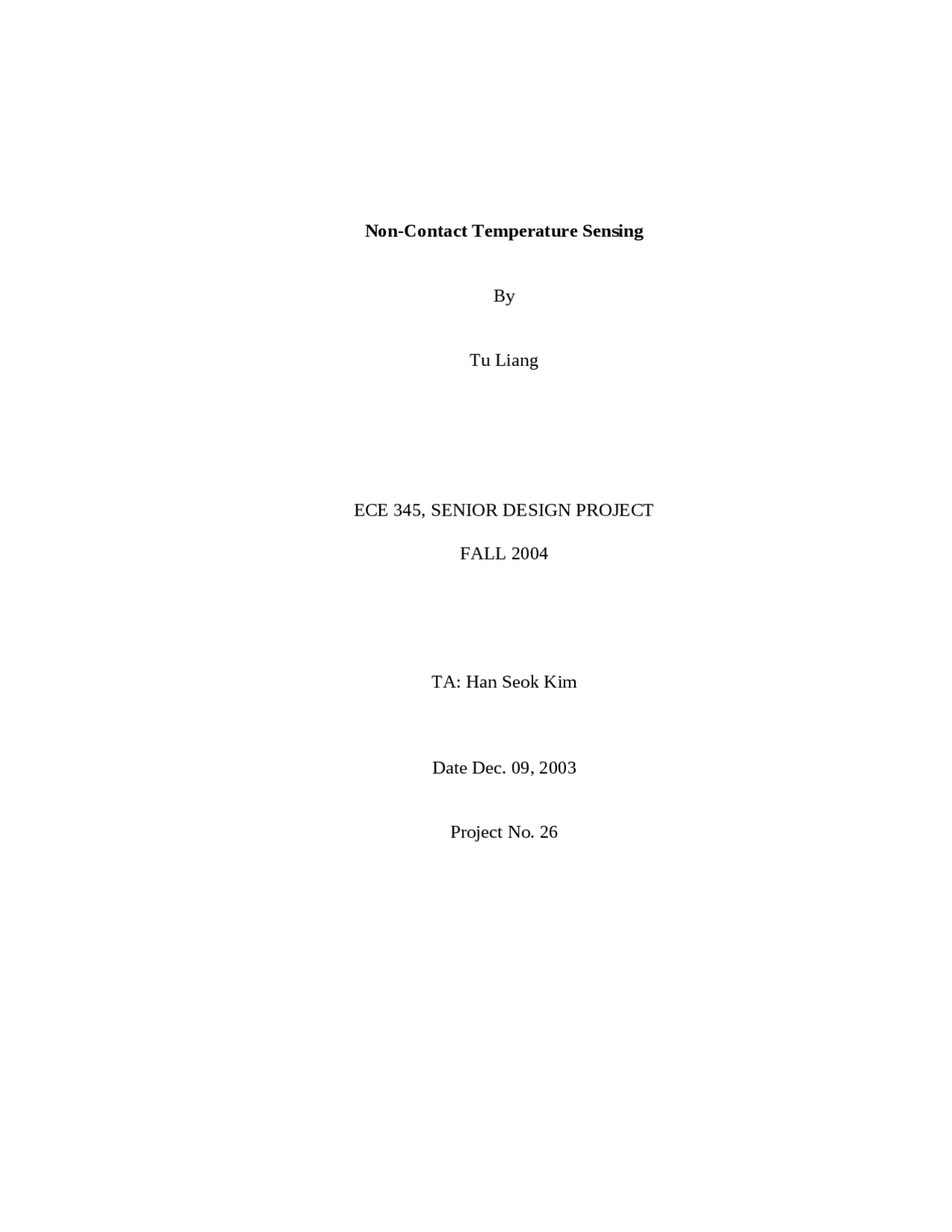 Non Contact Temperature Sensing Senior Design Project Lab Ece 445